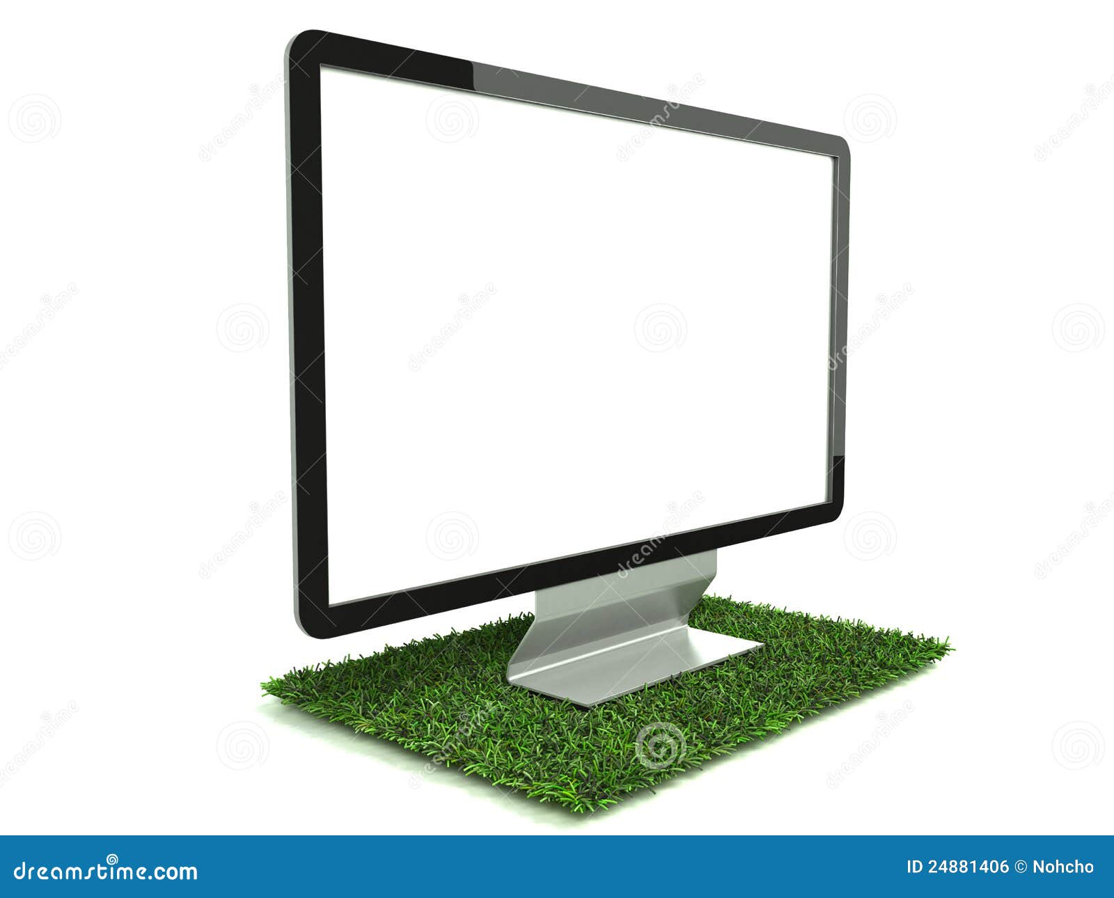 Monitor on Grass Left Side View Stock Illustration - Illustration of ...