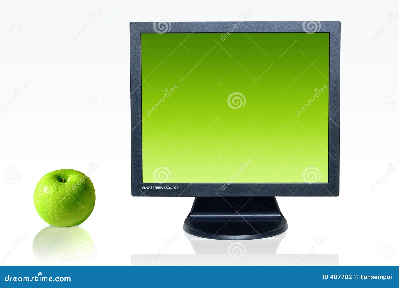 Monitor and green apple stock photo. Image of tech, business - 407702