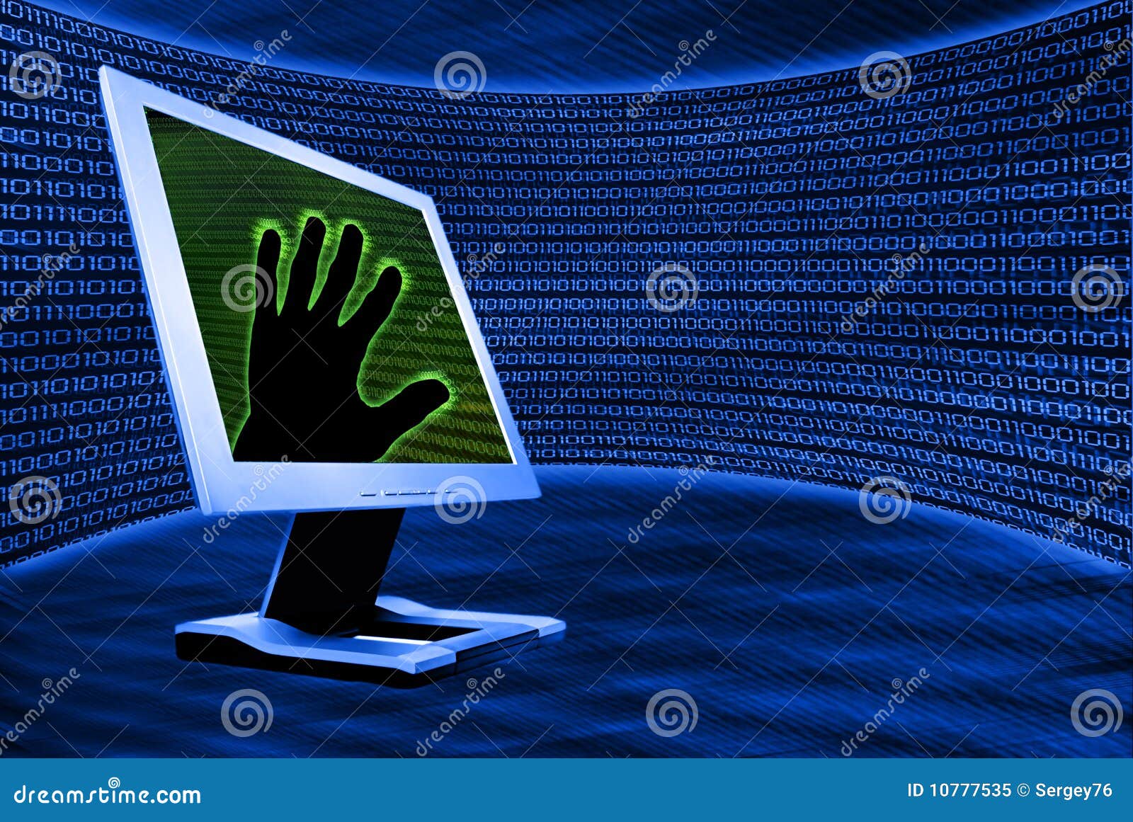Monitor with hand stock illustration. Illustration of background - 10777535