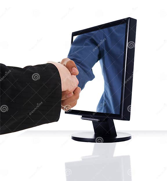 Monitor Handshake stock image. Image of blue, isolated - 5049231