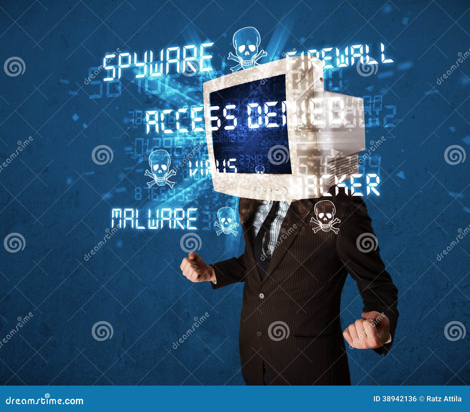 Monitor Head Person with Hacker Stock Photo - Image of hacker, danger ...