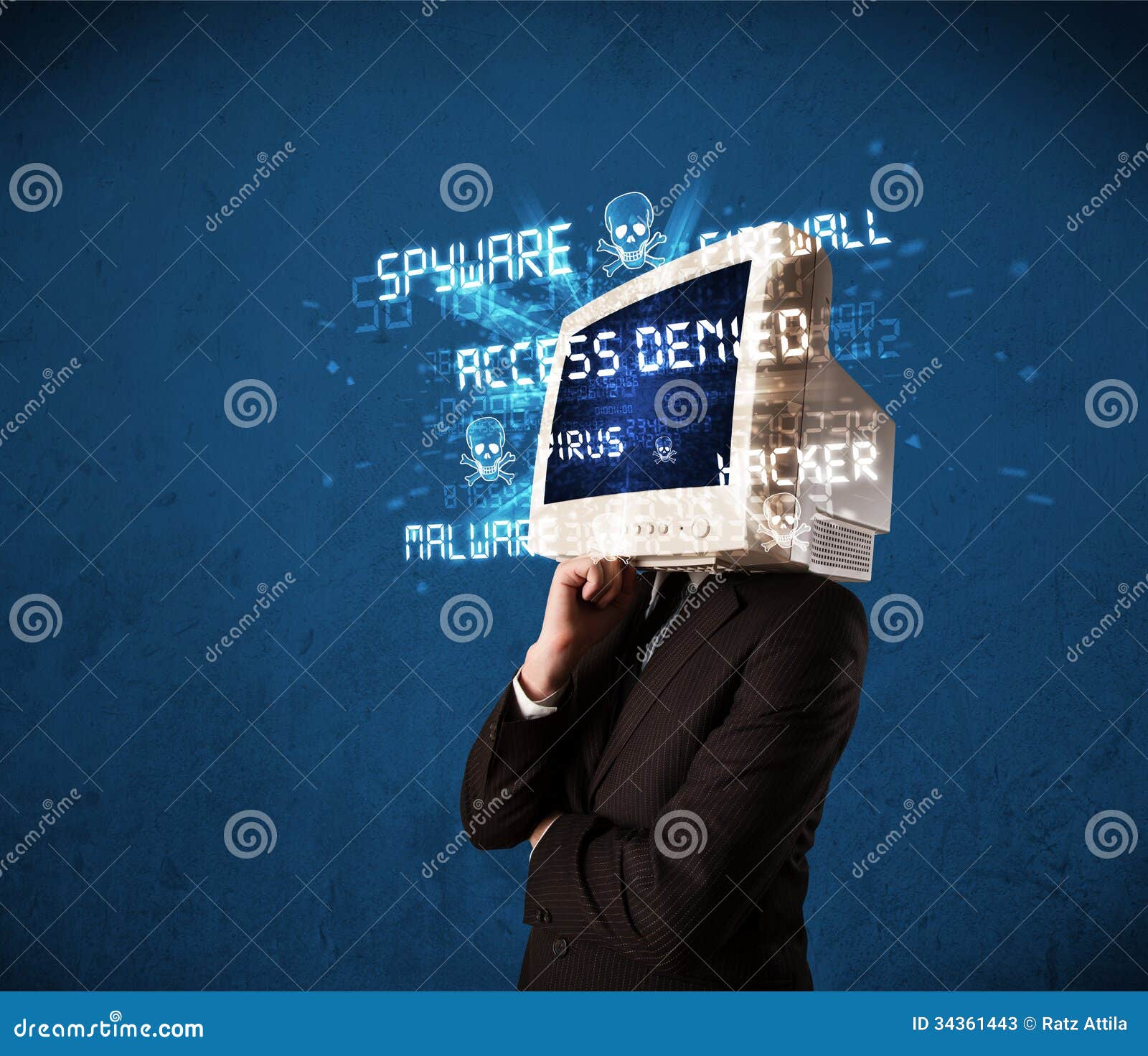 Monitor Head Person with Hacker Type of Signs on the Screen Stock Image ...