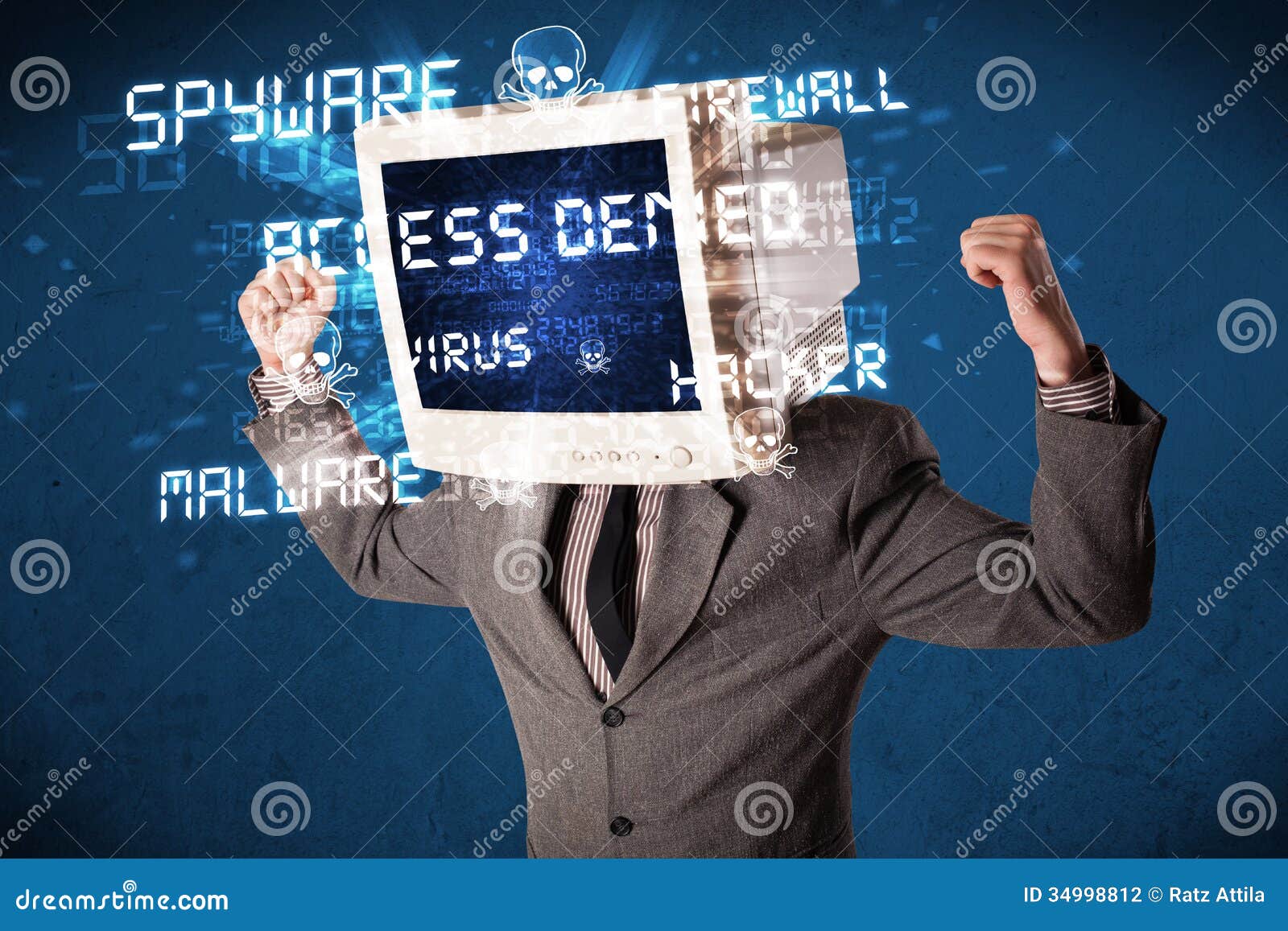 Monitor Head Person with Hacker Type of Signs on the Screen Stock Photo ...