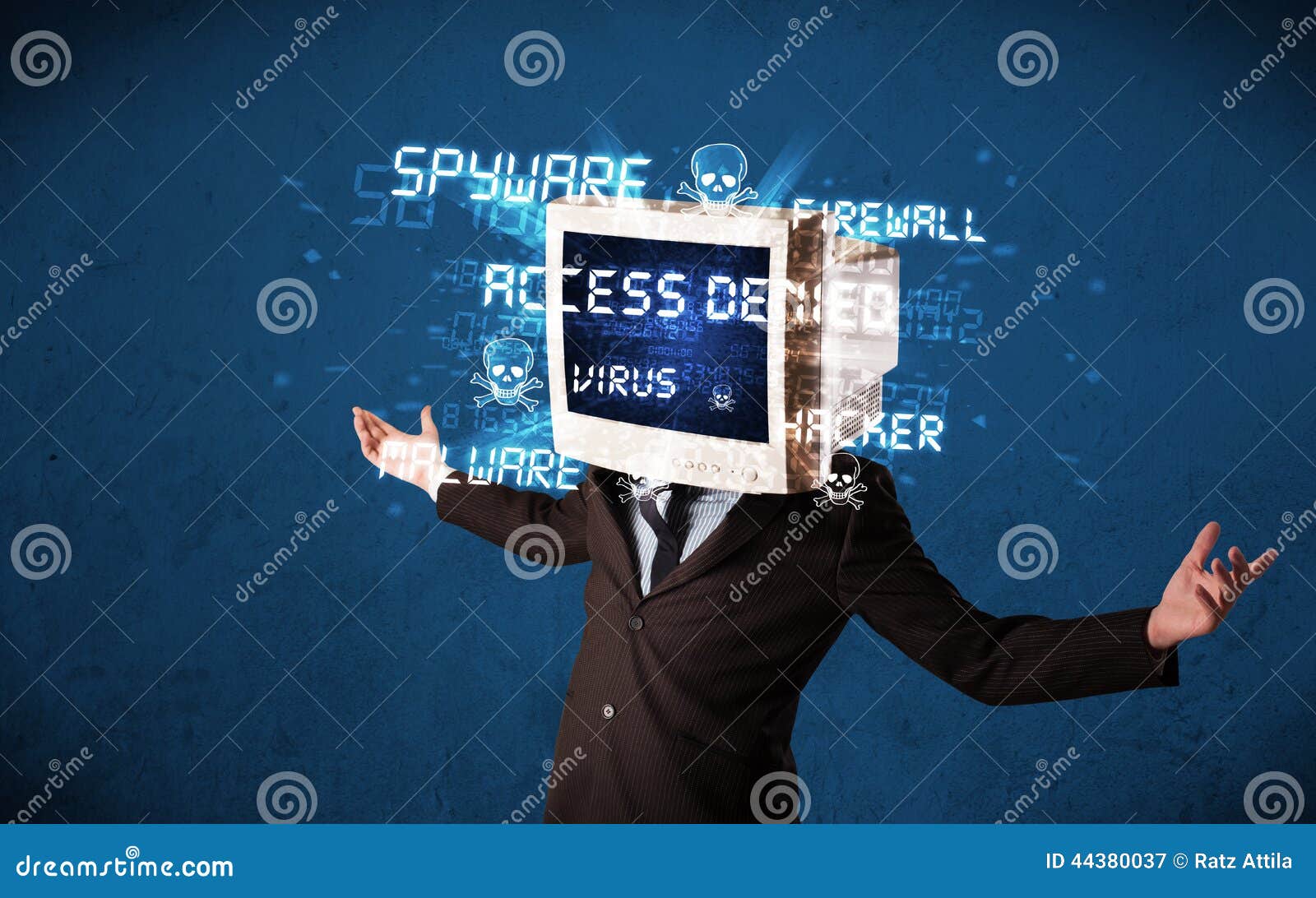 Monitor Head Person with Hacker Type of Signs on the Screen Stock Image ...