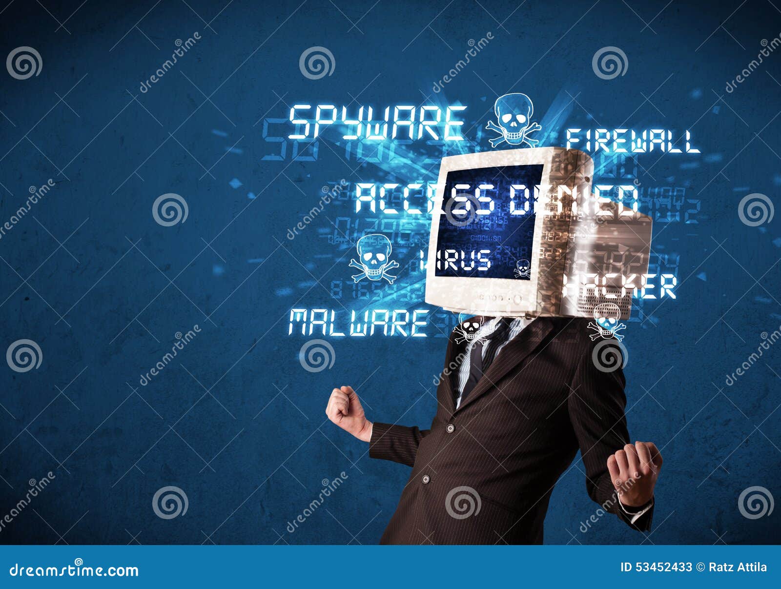 Monitor Head Person with Hacker Type of Signs on the Screen Stock Image ...