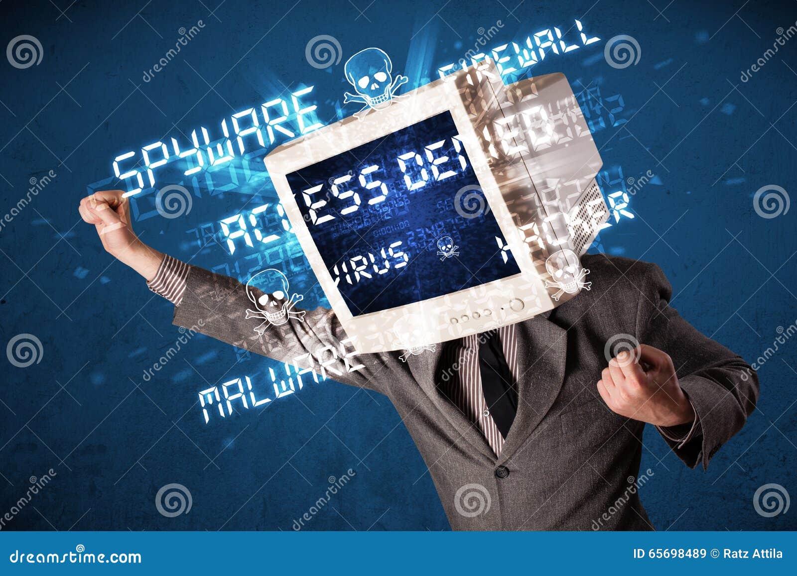 Monitor Head Person with Hacker Type of Signs on the Screen Stock Image ...