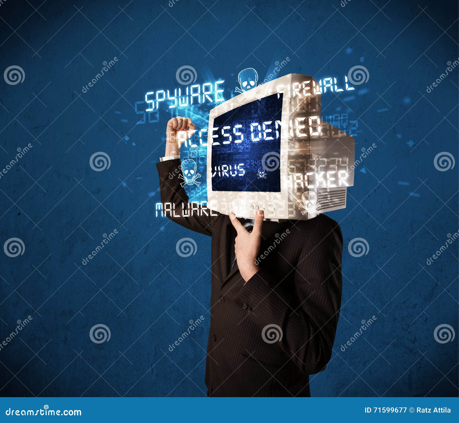 Monitor Head Person with Hacker Type of Signs on the Screen Stock Image ...