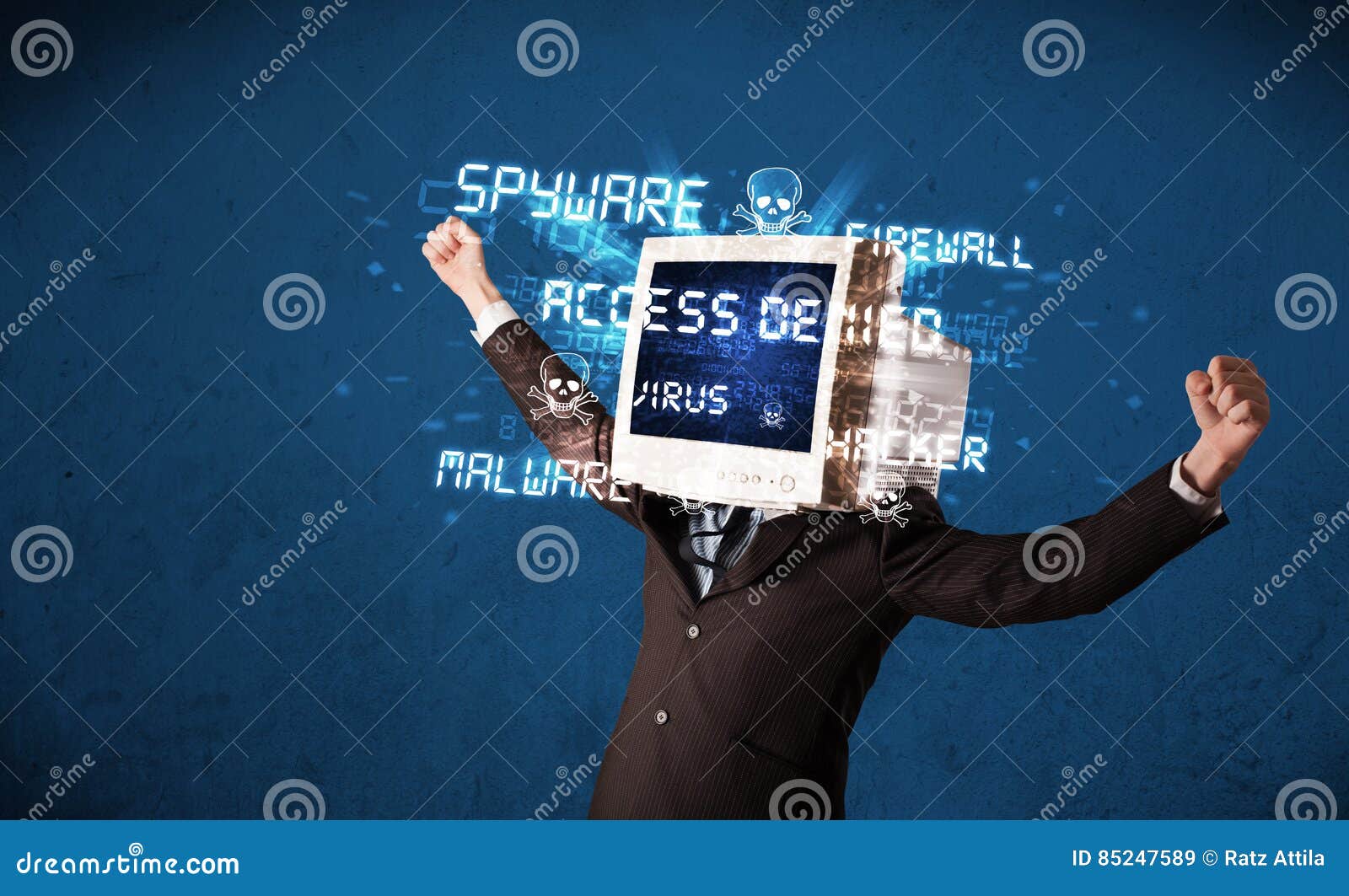 Monitor Head Person with Hacker Type of Signs on the Screen Stock Image ...