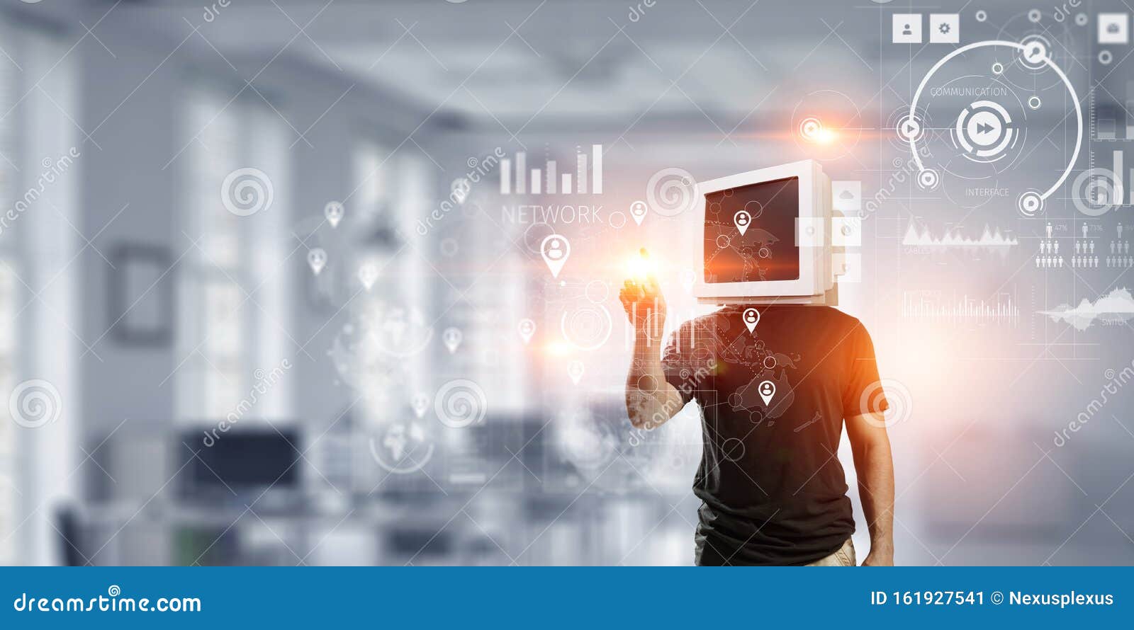 Monitor Headed Man. Mixed Media Stock Image - Image of entrepreneur ...