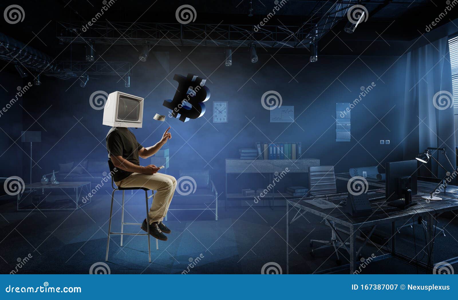 Monitor Headed Man. Mixed Media Stock Image - Image of face, boss ...