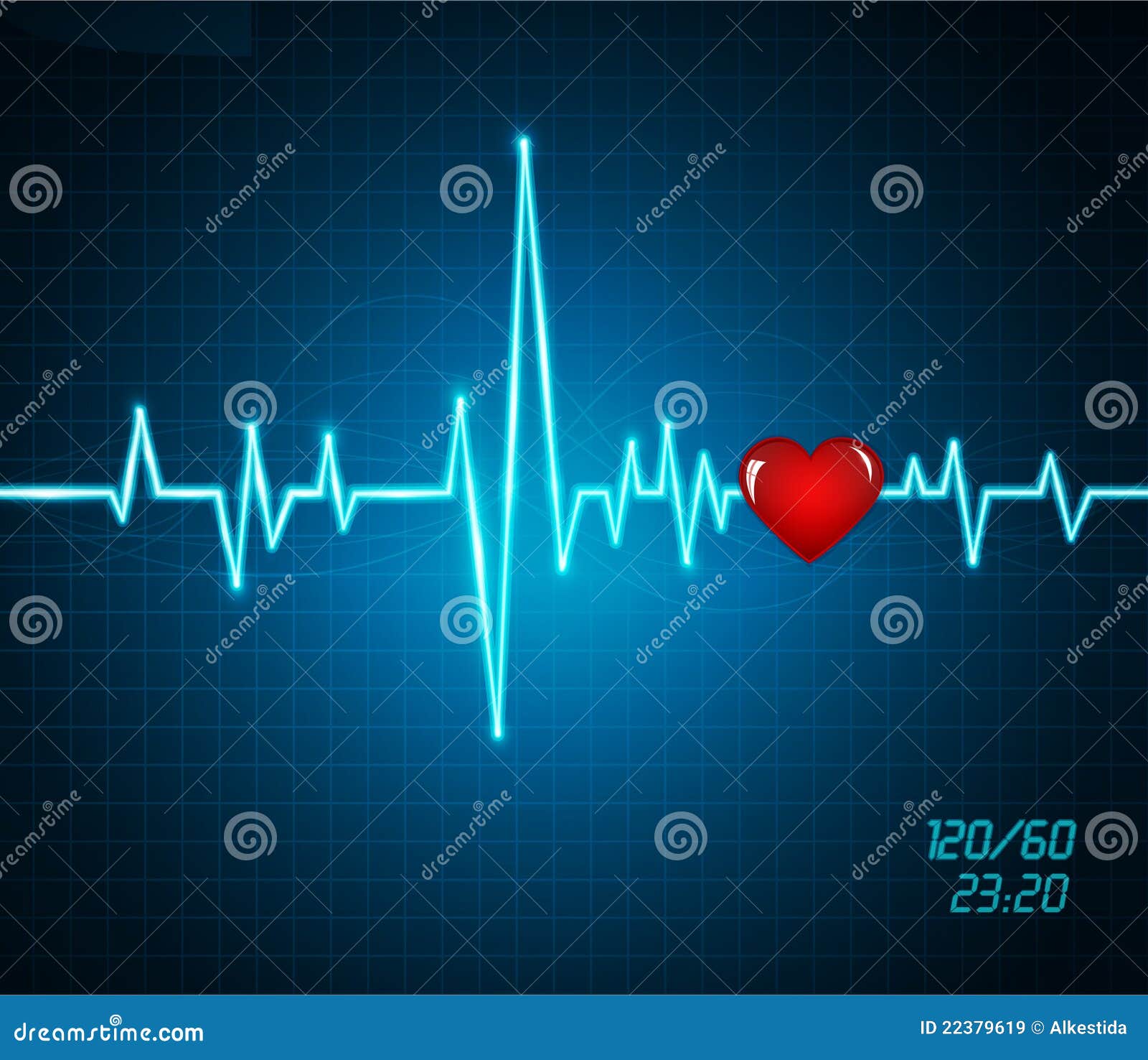 Monitor heartbeat, heart stock vector. Illustration of heart - 22379619