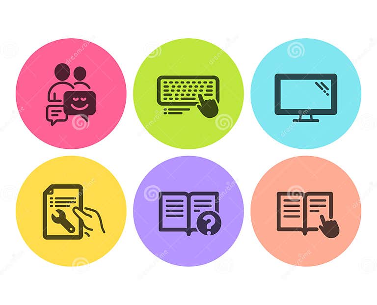 Monitor, Help and Communication Icons Set. Computer Keyboard, Repair ...