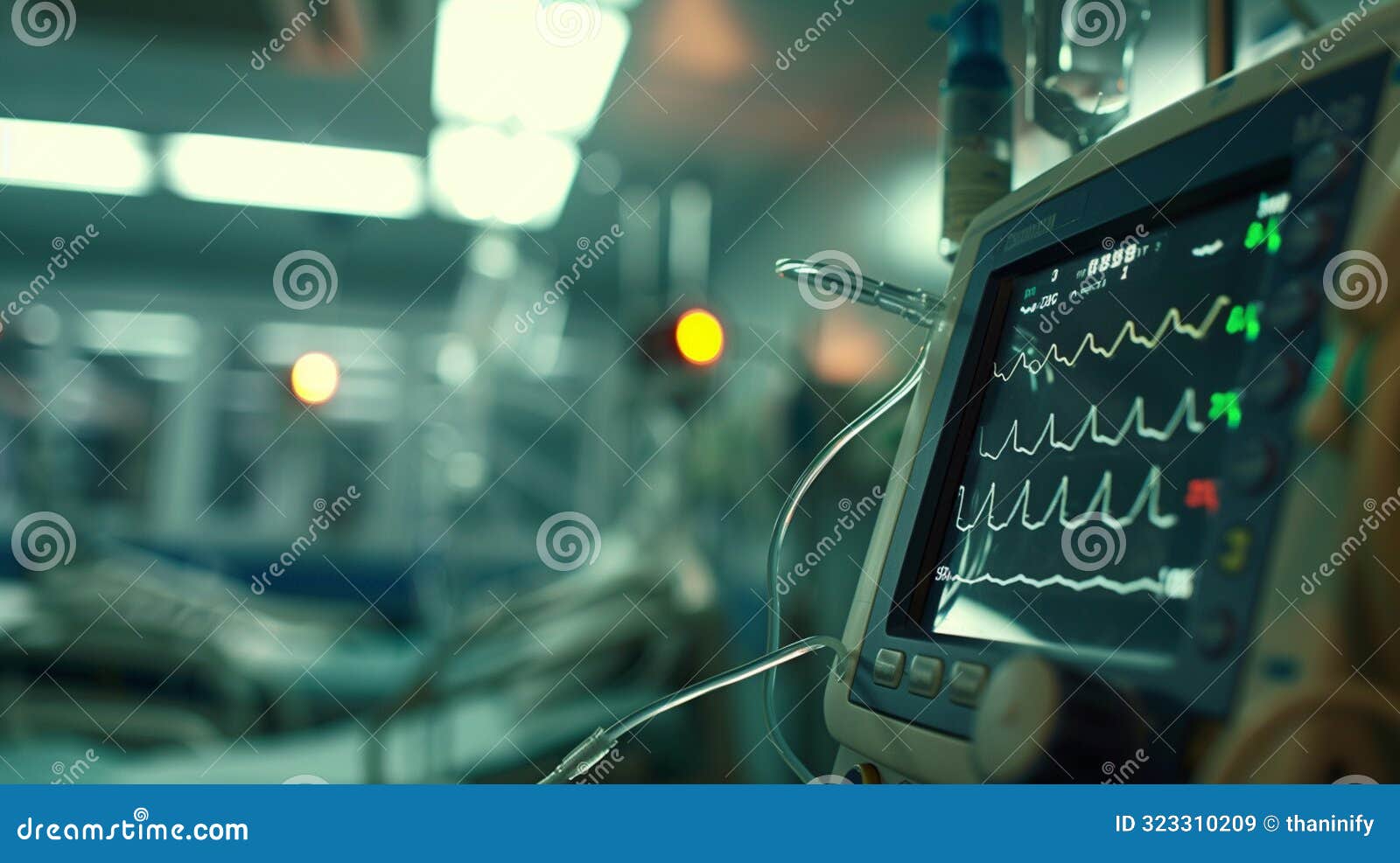 Monitor that is on a Hospital Bed Stock Illustration - Illustration of ...