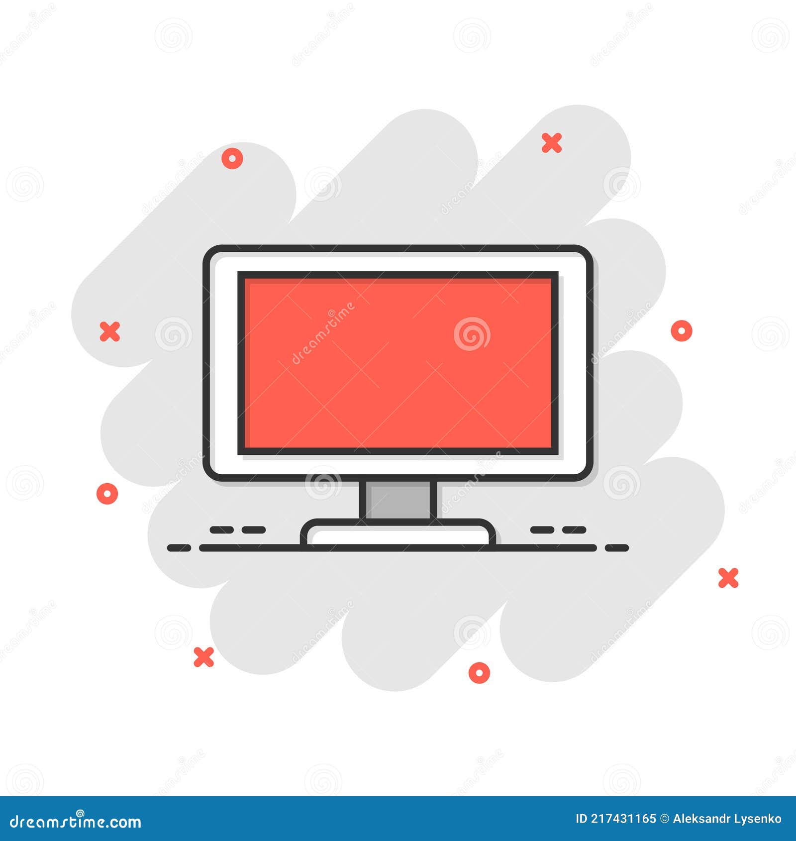 Monitor Icon in Comic Style. Television Cartoon Sign Vector ...