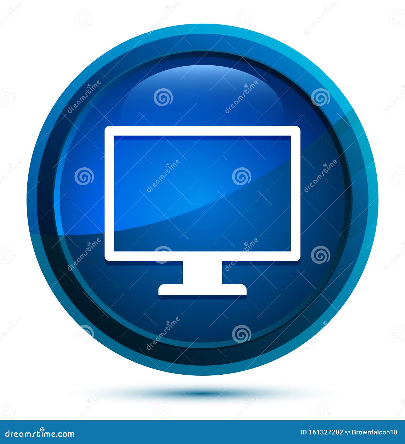 Monitor Icon Elegant Blue Round Button Illustration Stock Vector ...