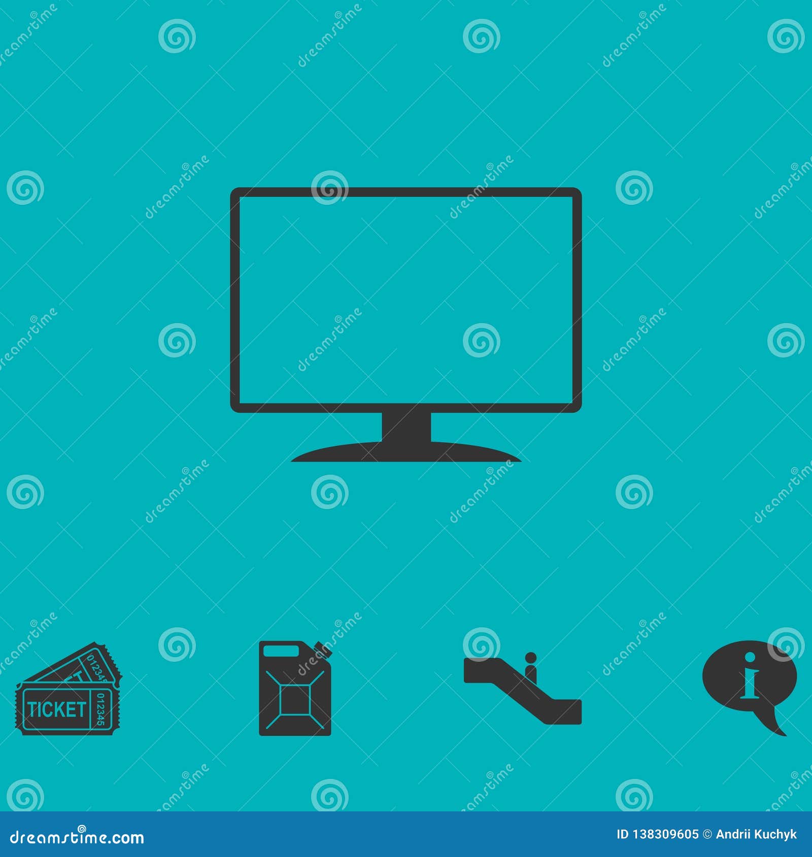 Monitor icon flat stock vector. Illustration of electronic - 138309605