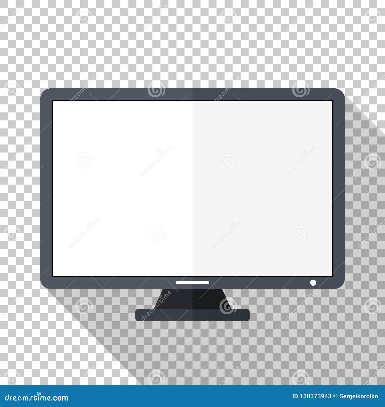 Monitor Icon in Flat Style with White Empty Screen on Transparent ...