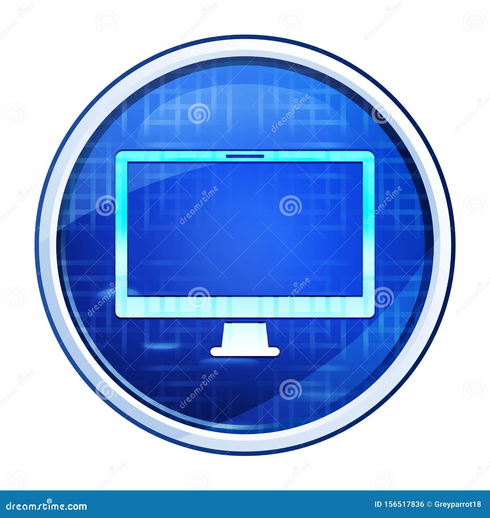 Monitor Icon Futuristic Blue Round Button Vector Illustration Stock ...