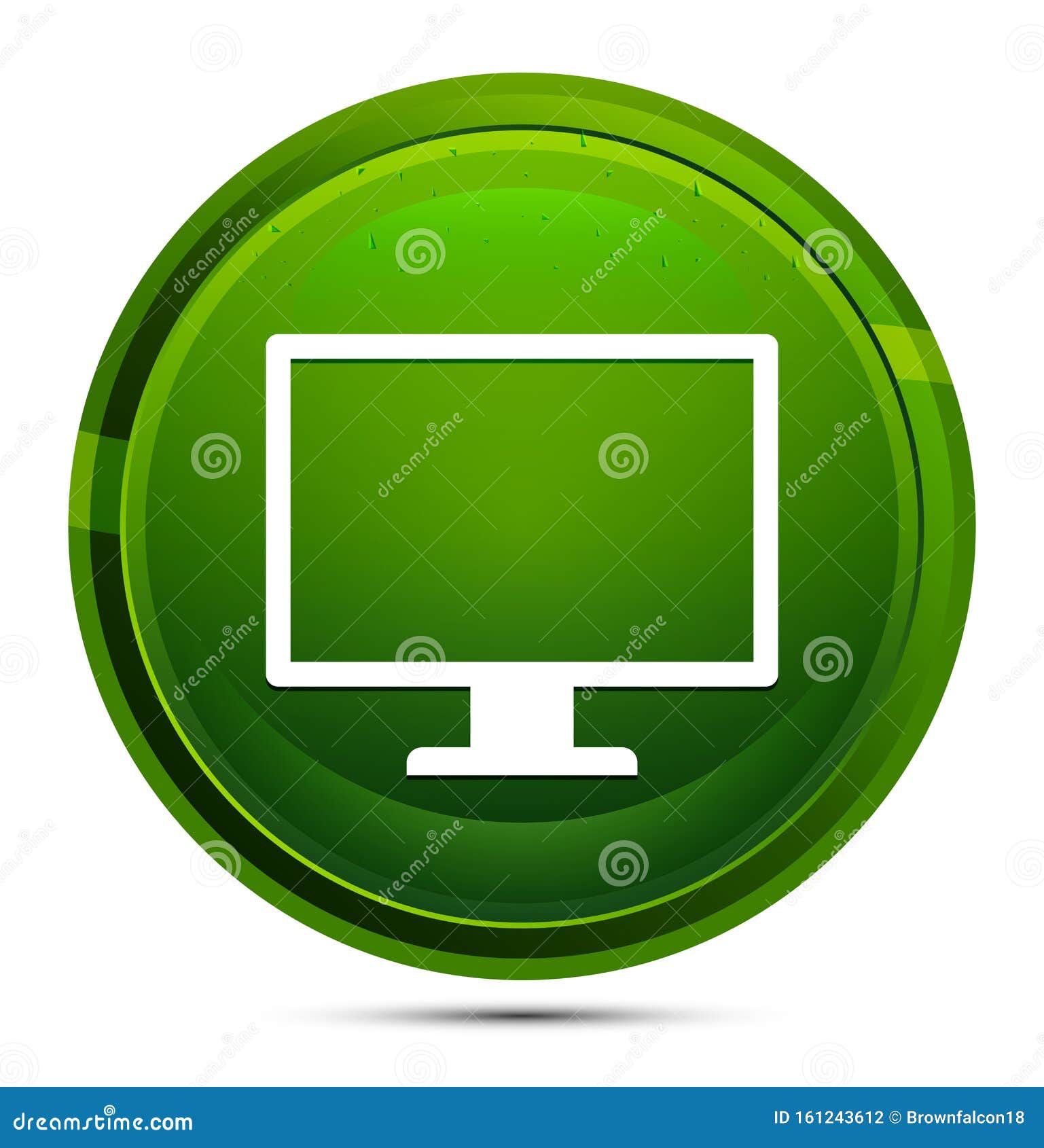 Monitor Icon Glassy Green Round Button Illustration Stock Vector ...
