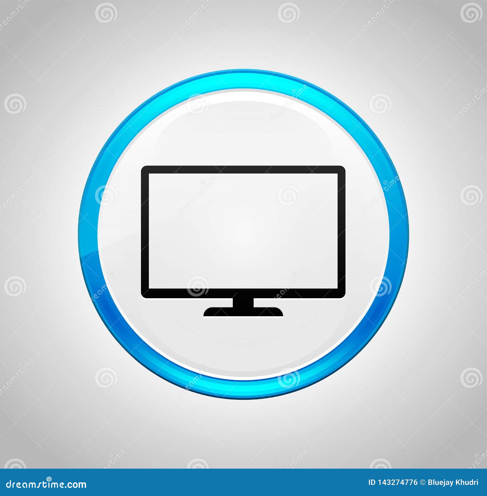 Monitor Icon Round Blue Push Button Stock Illustration - Illustration ...