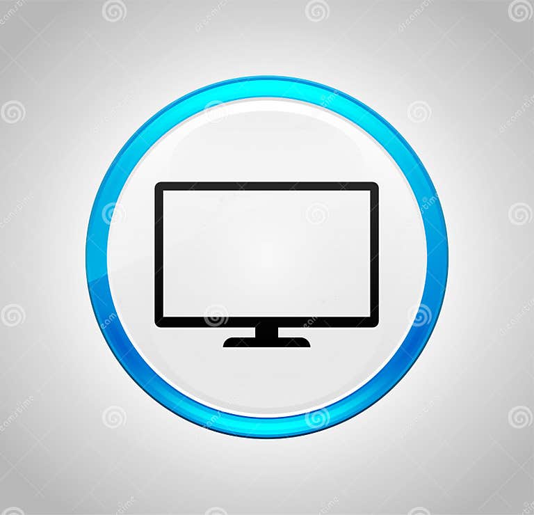 Monitor Icon Round Blue Push Button Stock Illustration - Illustration ...