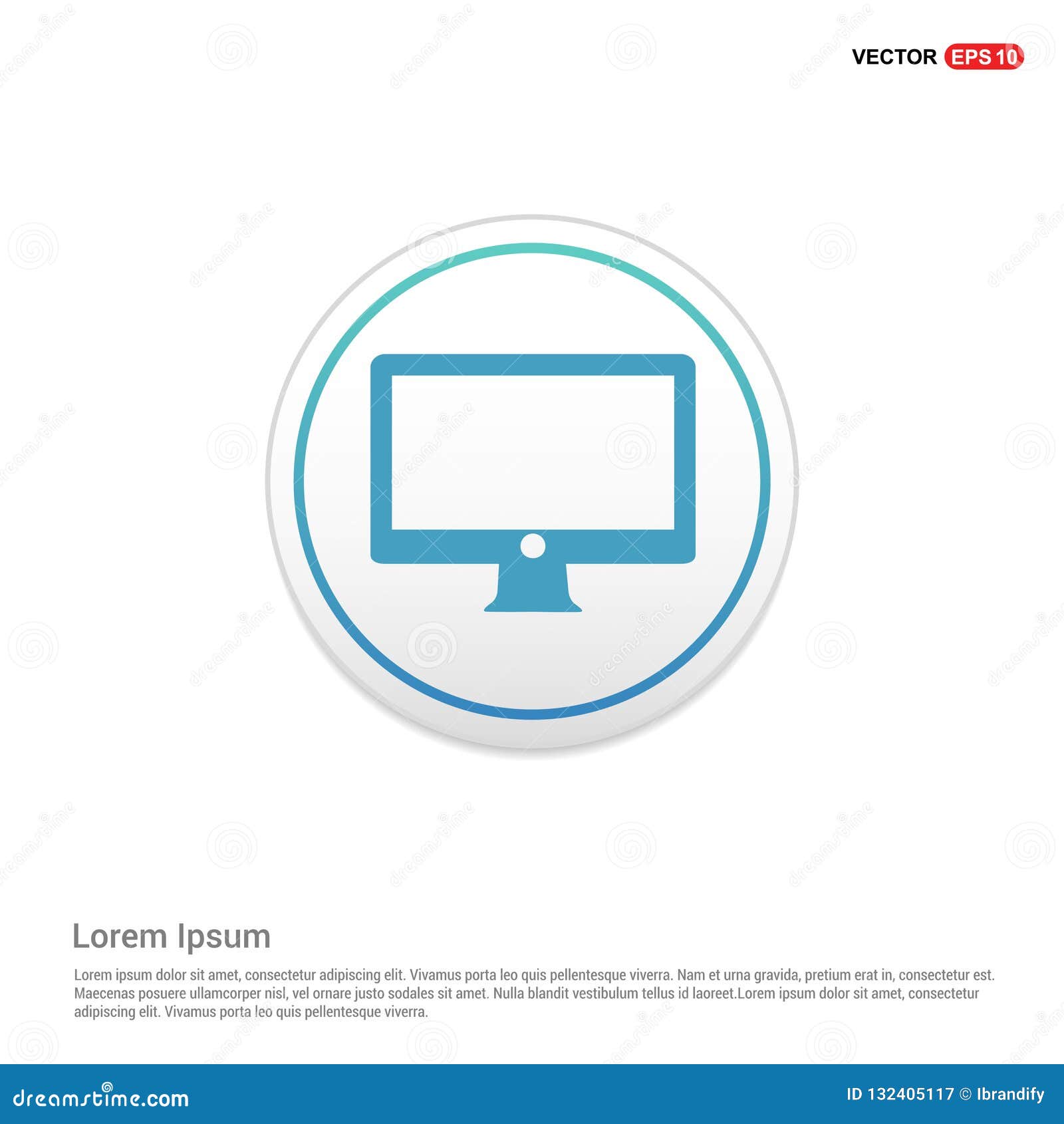 Monitor Icon - White Circle Button Stock Vector - Illustration of ...