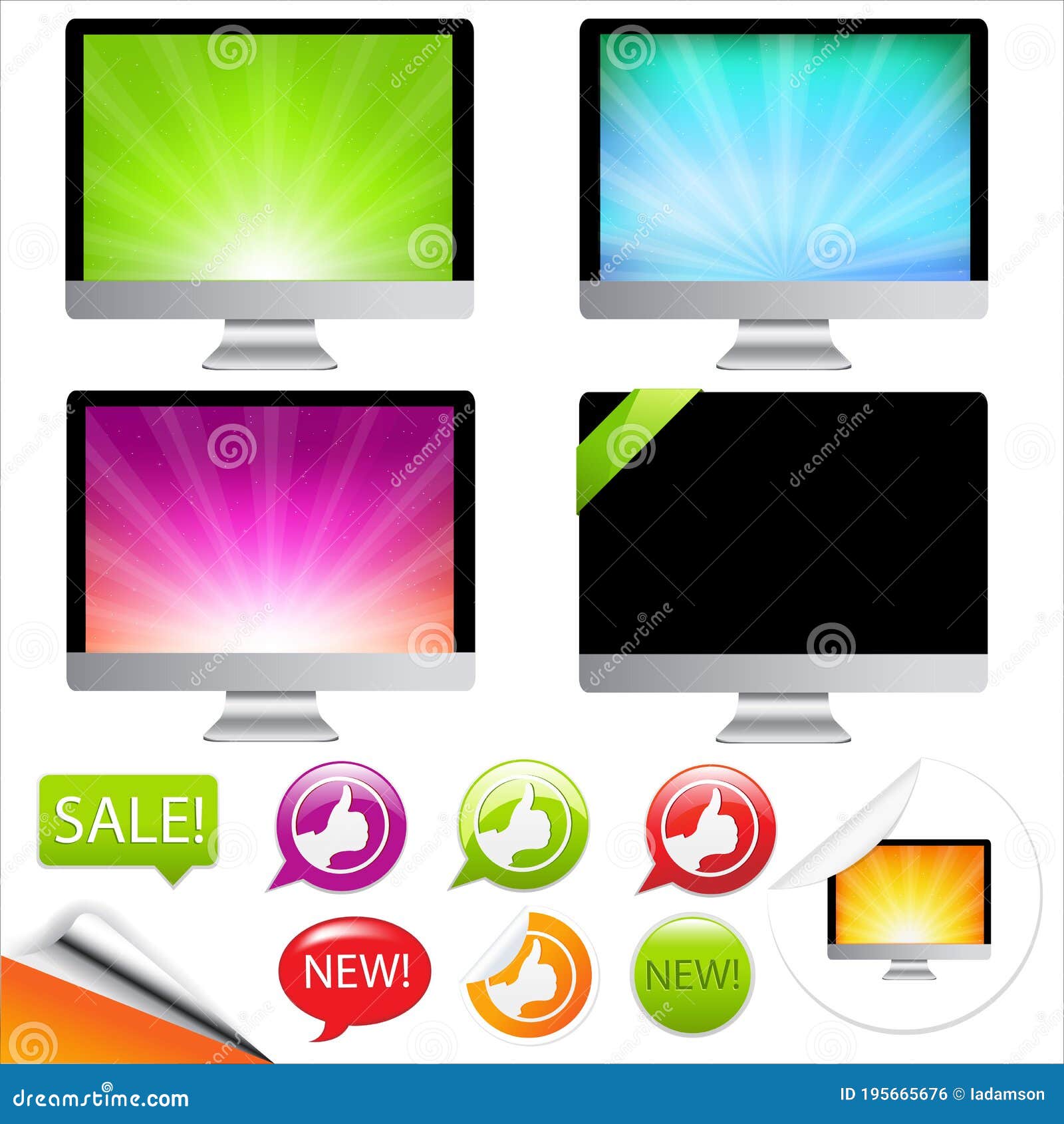 Monitor Icons stock vector. Illustration of home, icon - 195665676