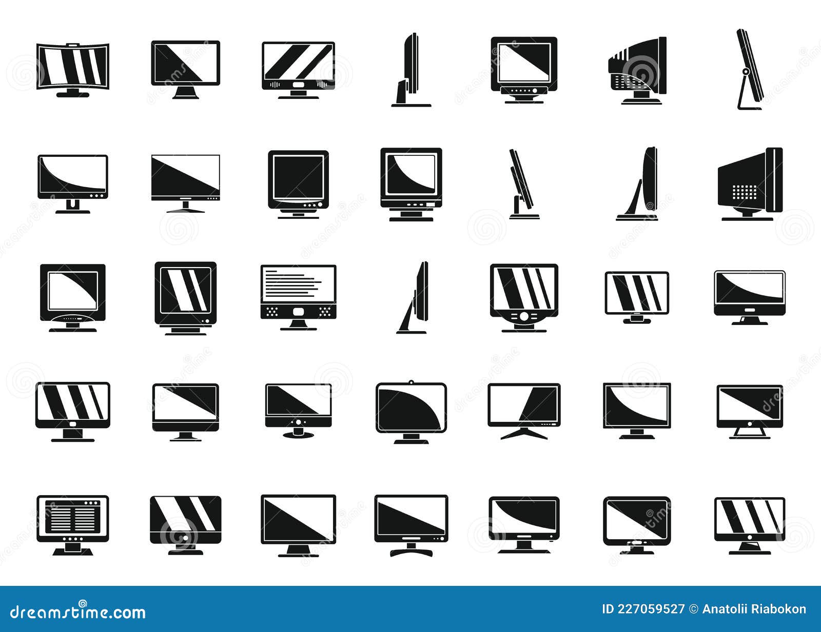 Monitor Icons Set Simple Vector. Computer Screen Stock Vector - Illustration of phone, view ...