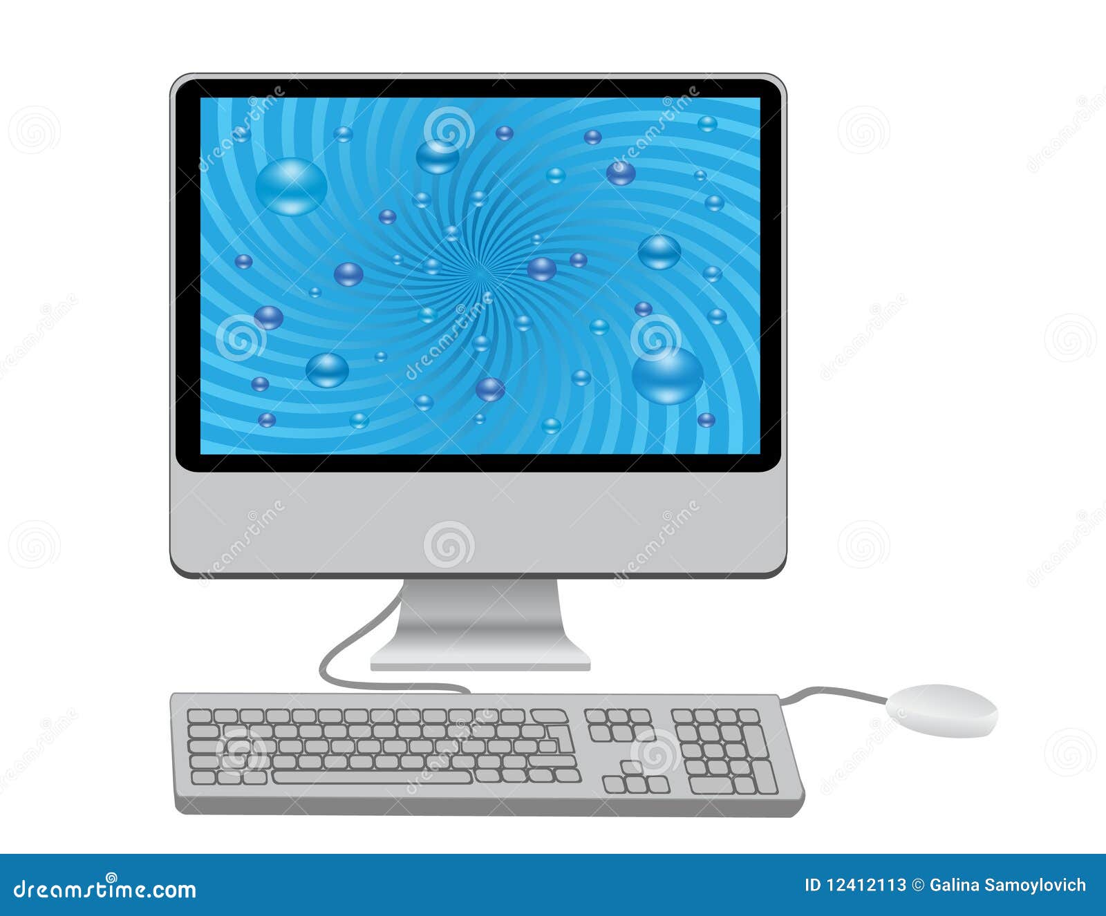 Monitor with keyboard stock vector. Illustration of internet - 12412113