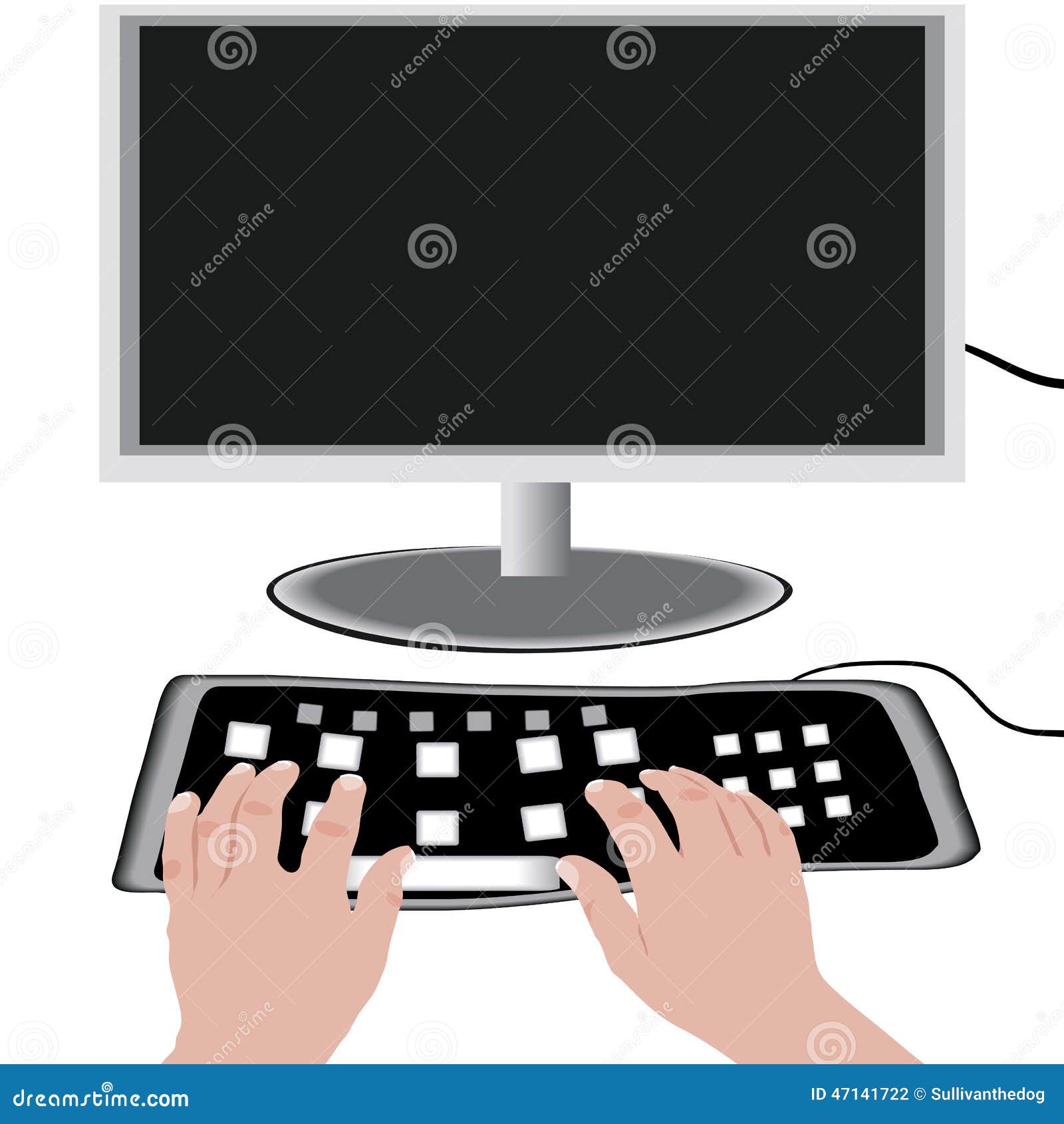 Monitor and a keyboard stock illustration. Illustration of display ...