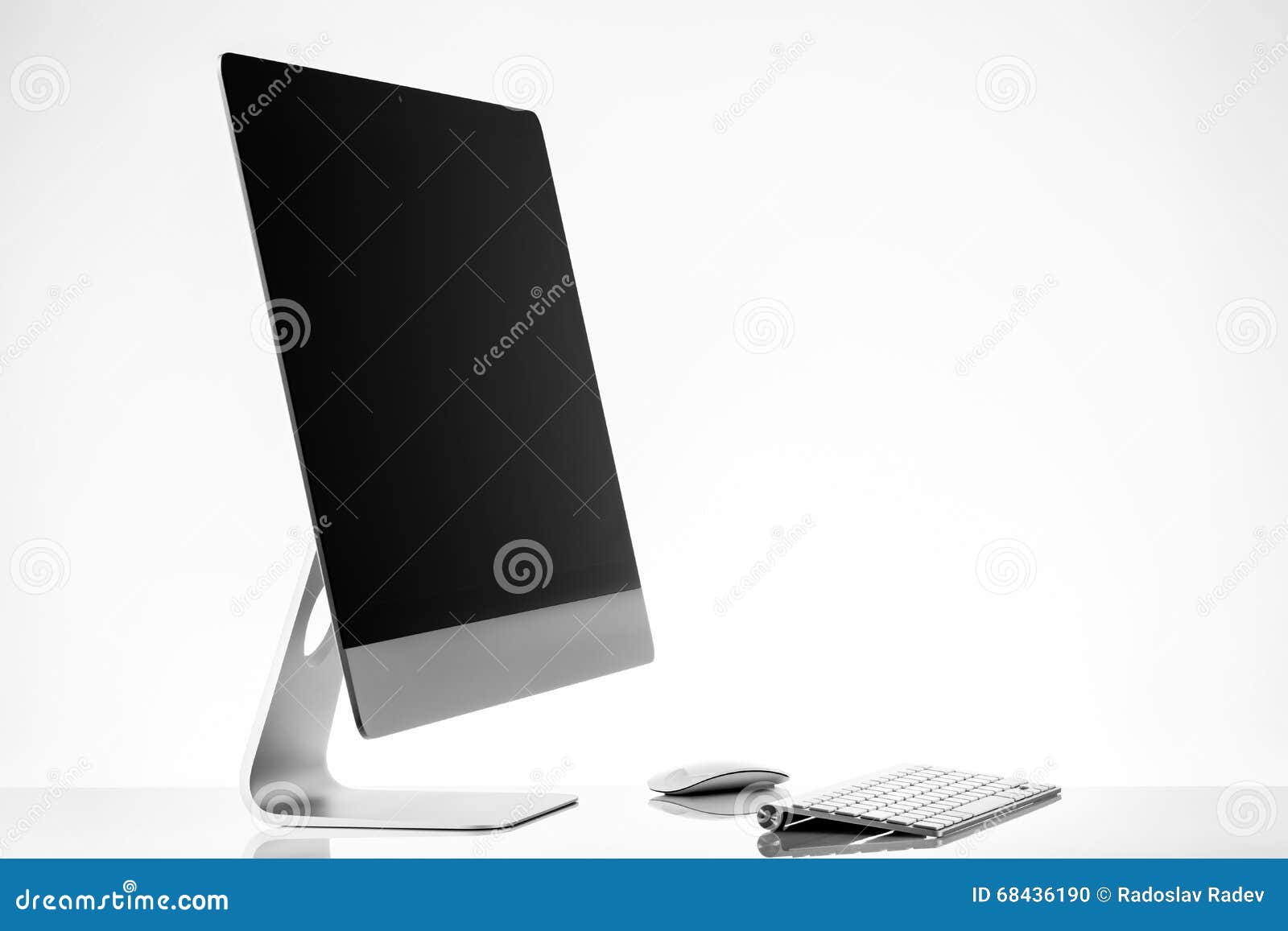 The Monitor And Keyboard Are In The Server Room. Male Hands On The ...