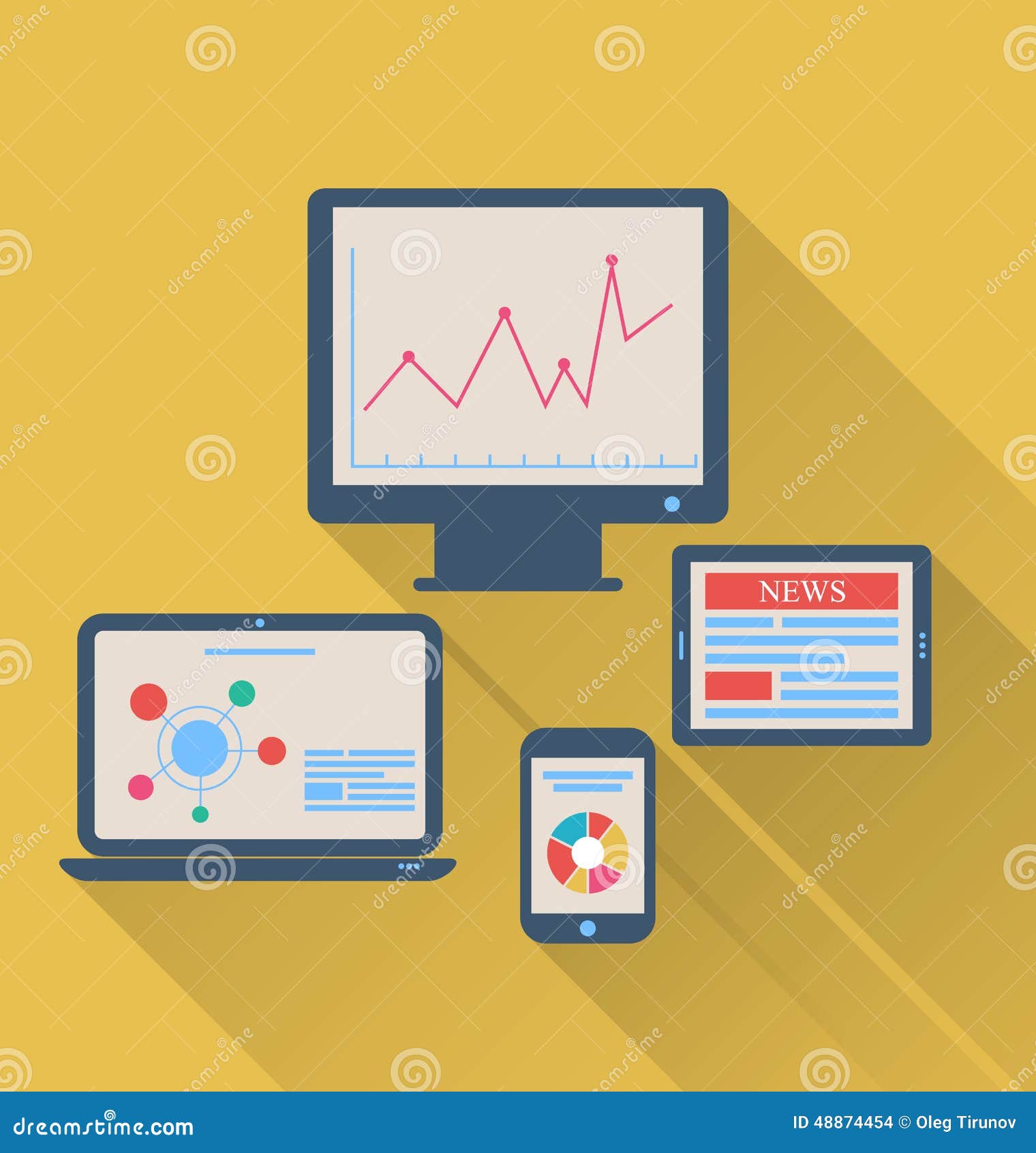 Monitor Laptop Screen Charts Arrow Graph Rise Price Vector Concept ...