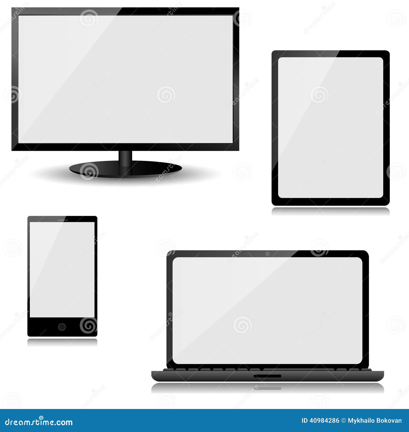 Monitor, Laptop, Tablet Computer and Mobile Phone Stock Vector ...