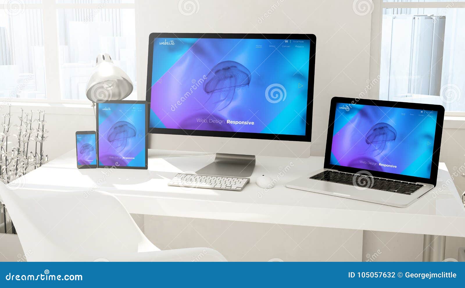 Desktop Devices Computer, Tablet, Laptop and Phone Website Stock ...