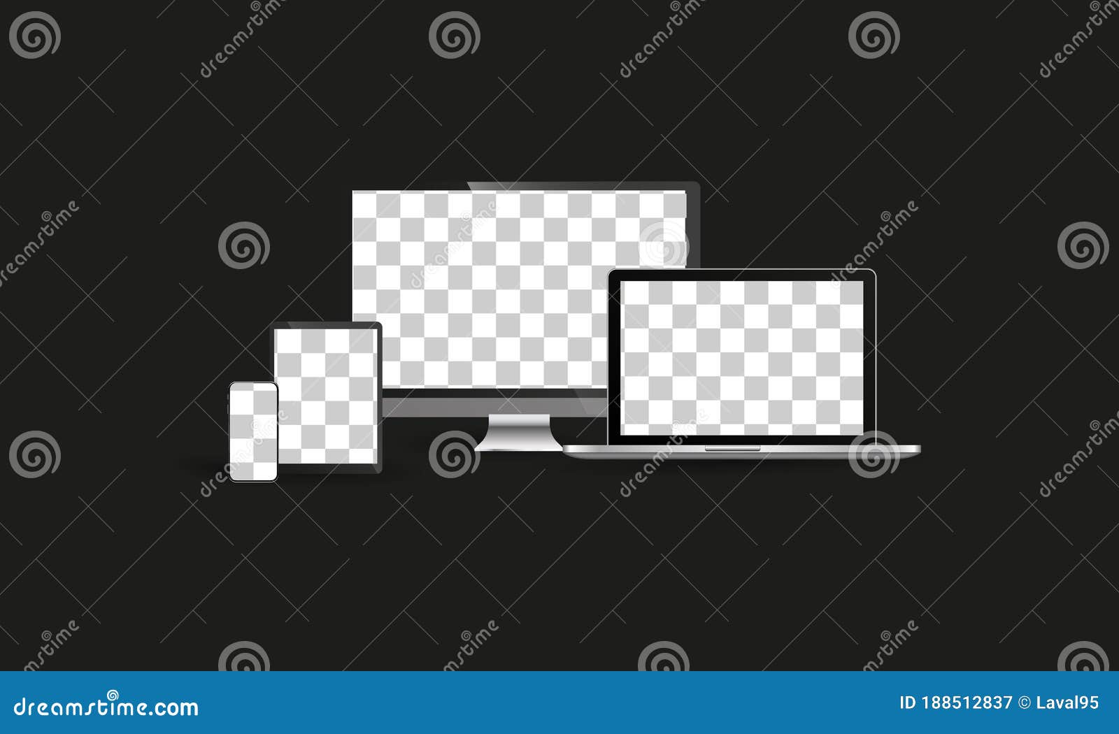 Monitor, Laptop, Tablet, Smartphone, Realistic Vector Set on a ...