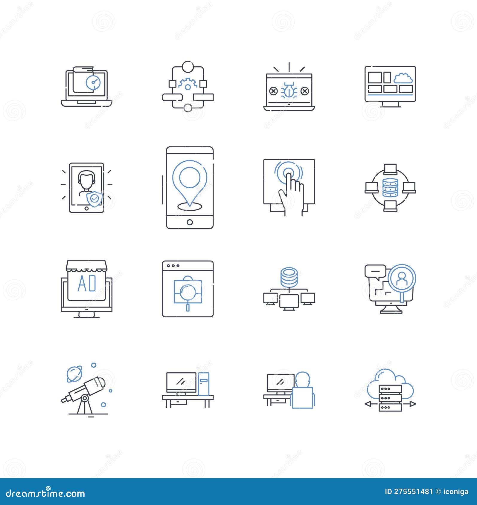 Monitor Line Icons Collection. Display, Screen, Resolution, Size ...