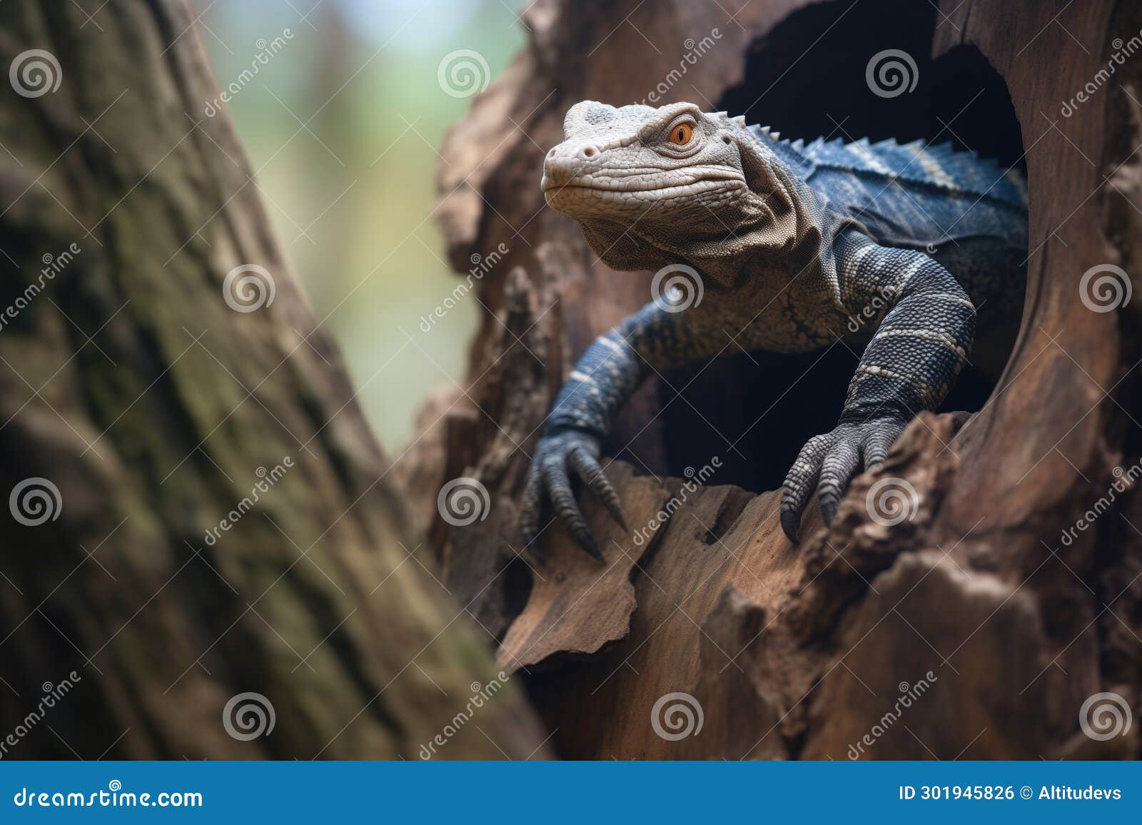 Monitor Lizard Approaching Tree Hole Entrance Stock Photo - Image of ...