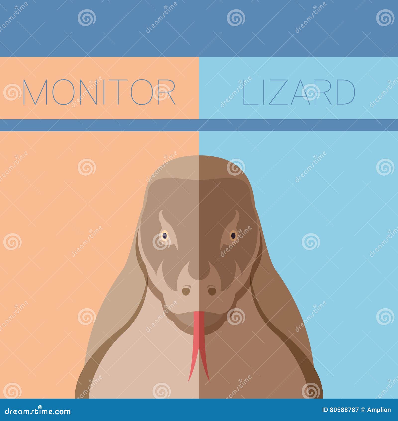 Monitor Lizard Flat Postcard Stock Vector - Illustration of design ...