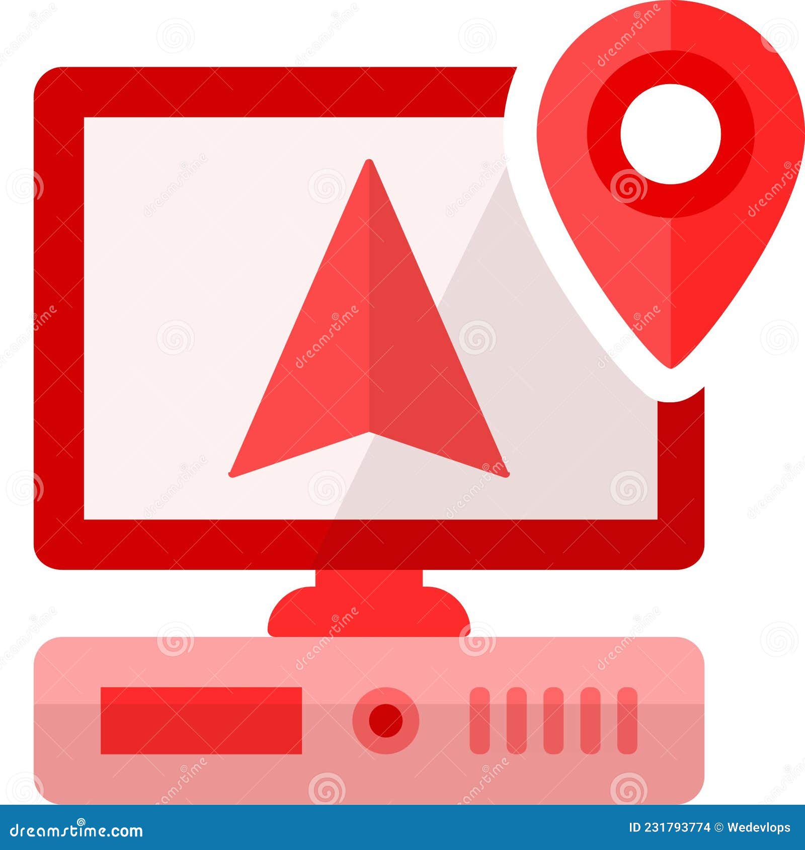 Monitor Location Pin Navigation Stock Photo - Illustration of circle ...