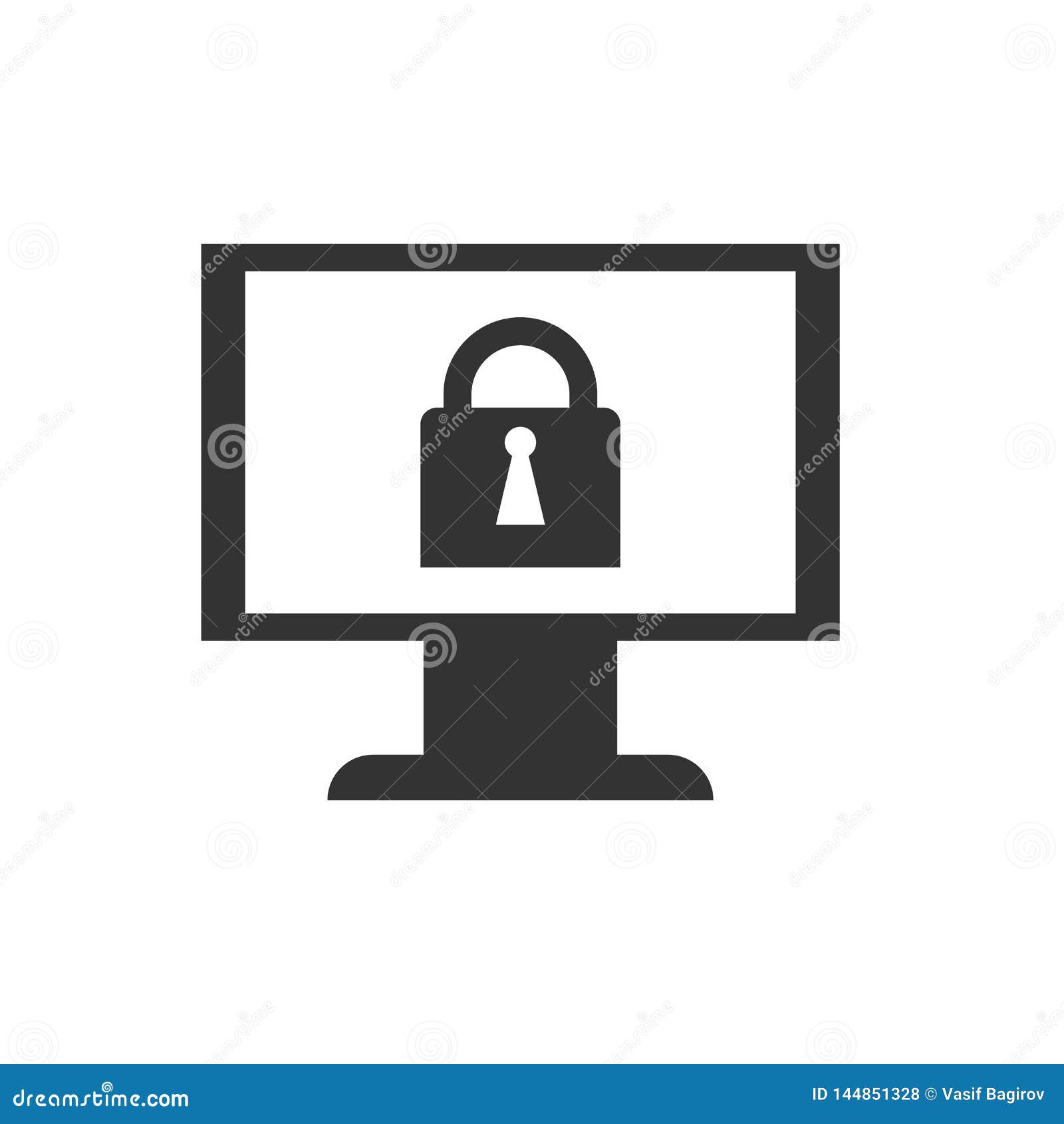 Monitor, Lock, Security Vector Icon. Security Vector Icon Stock ...