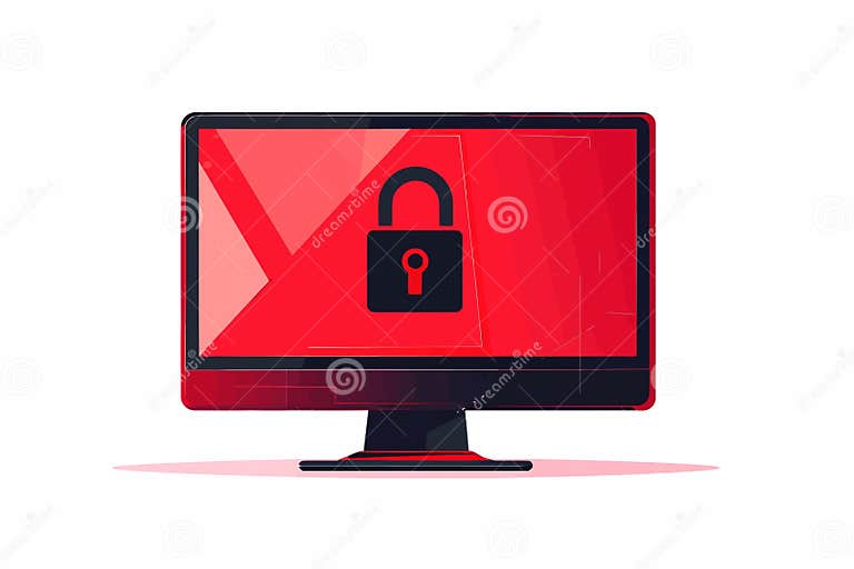Monitor with Lock Symbol Isolated Vector Style Stock Vector ...