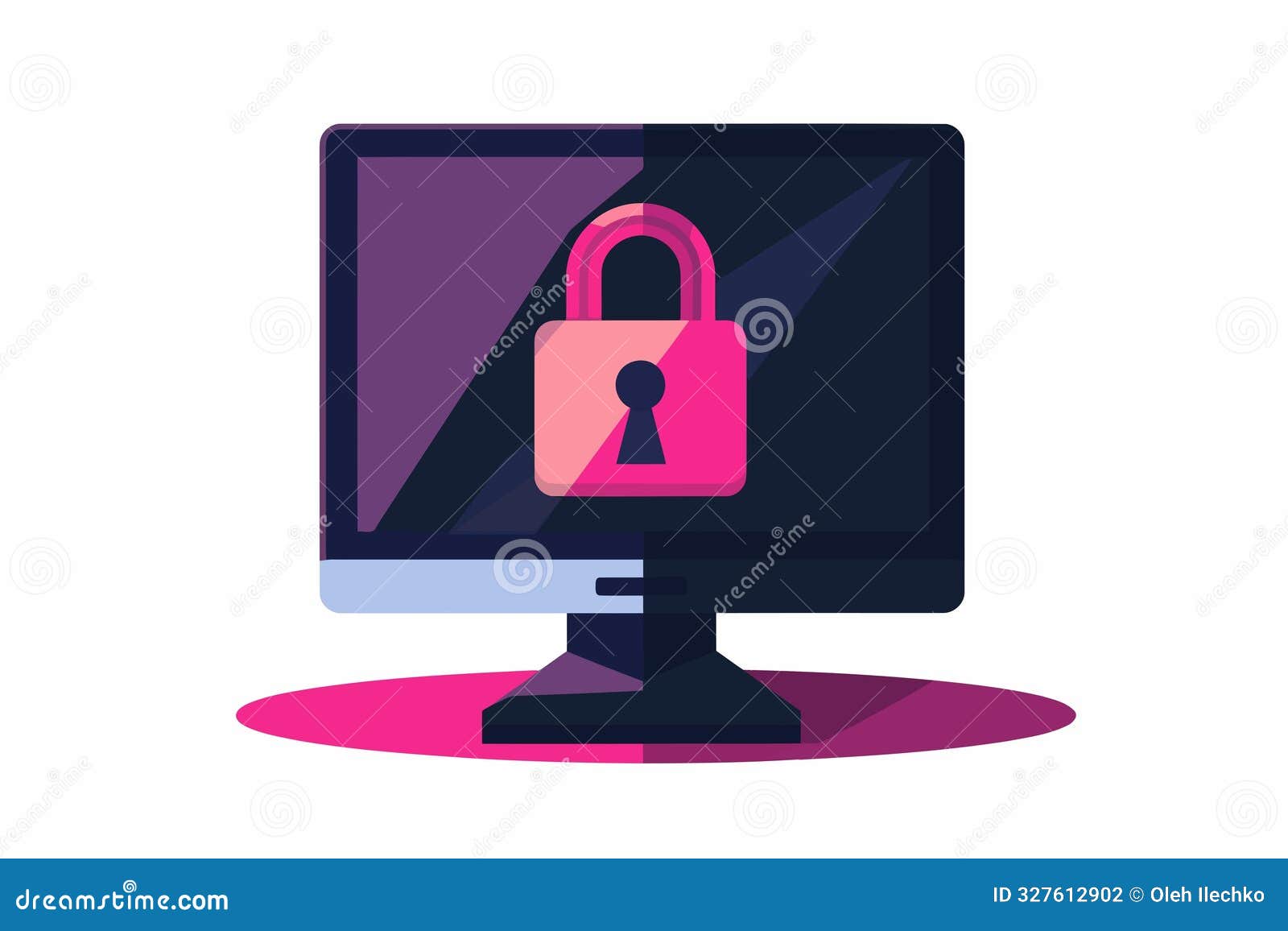 Monitor with Lock Symbol Isolated Vector Style Stock Vector ...