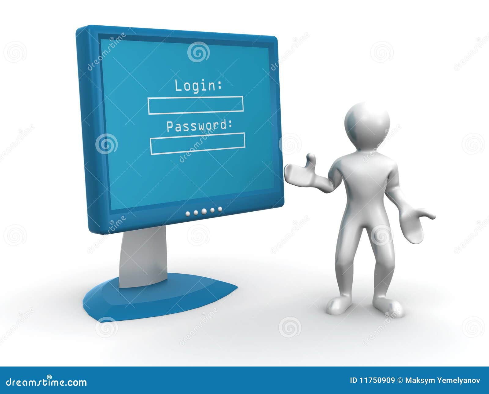Monitor with Login and Password Stock Illustration - Illustration of ...