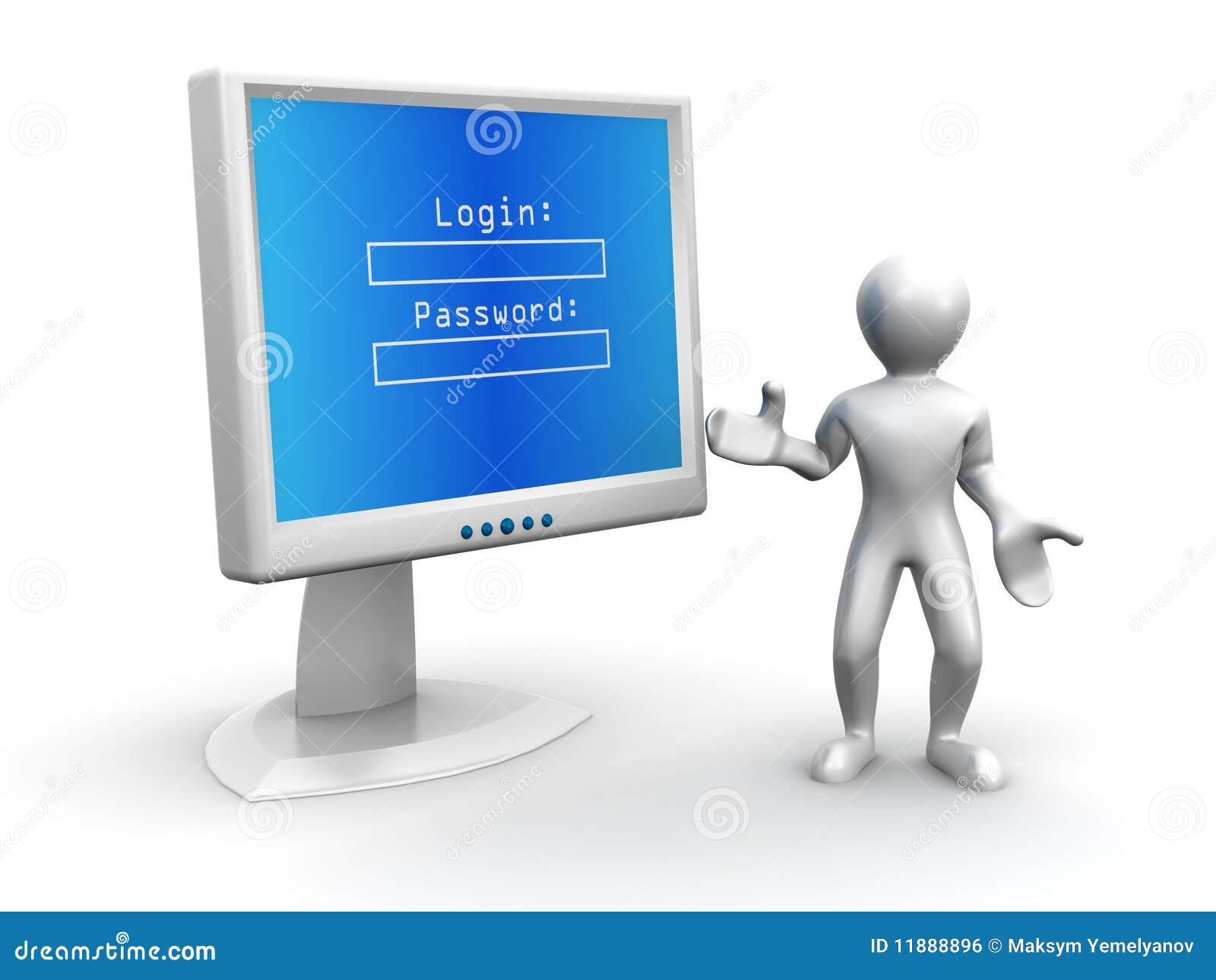 Monitor with Login and Password Stock Illustration - Illustration of ...