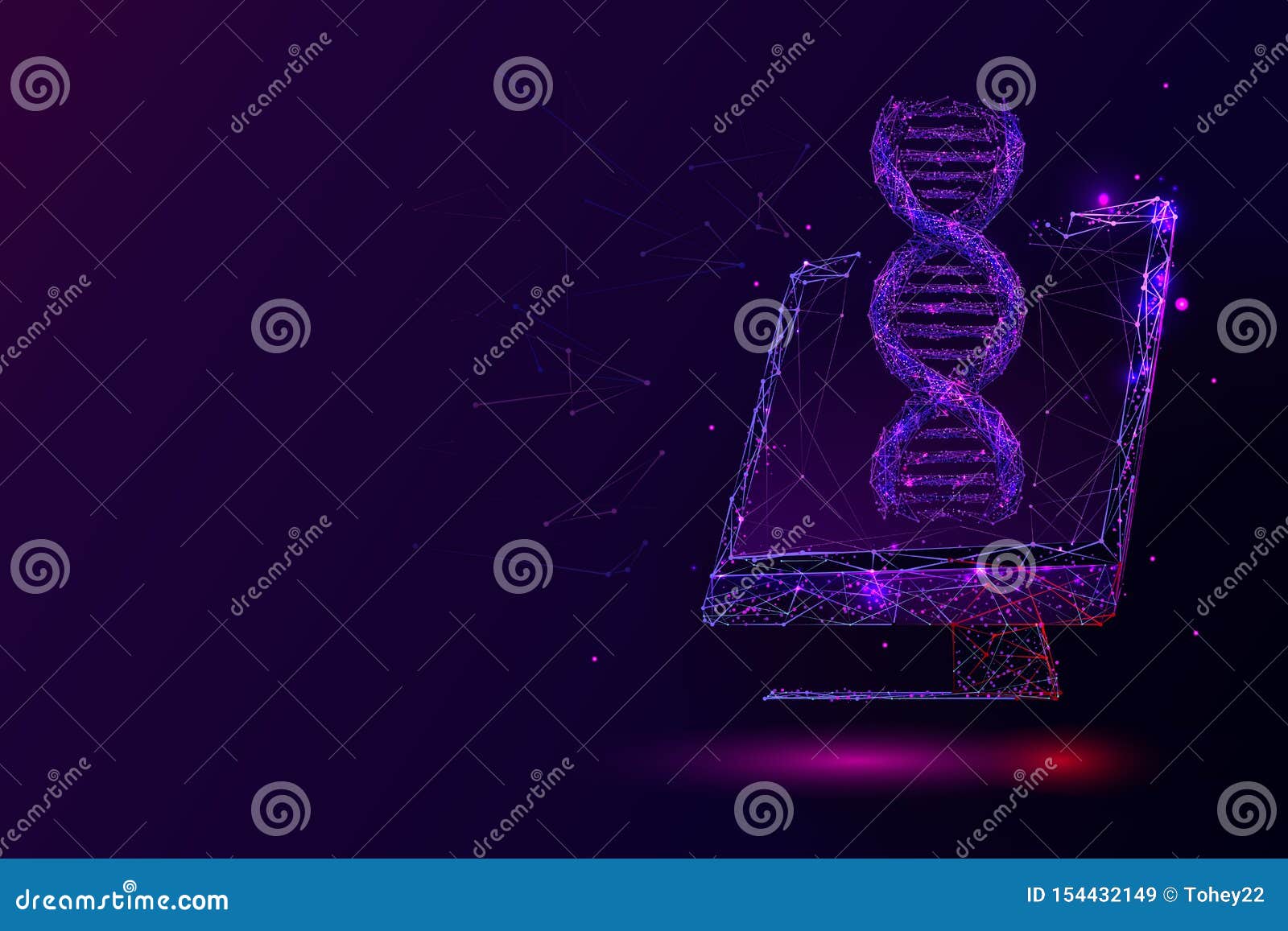 Purple Biotechnology and Genetic Engineering Low Poly Wireframe ...