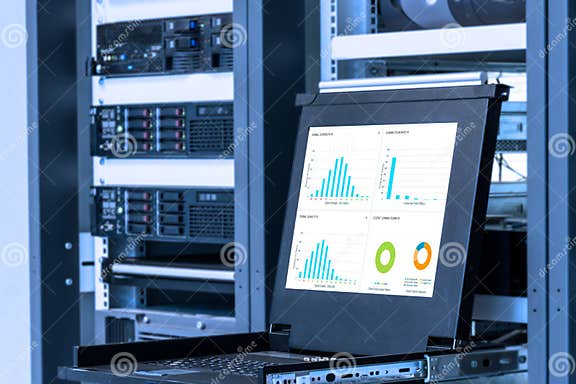 Monitor of Monitoring System in Data Center Room Stock Photo - Image of ...