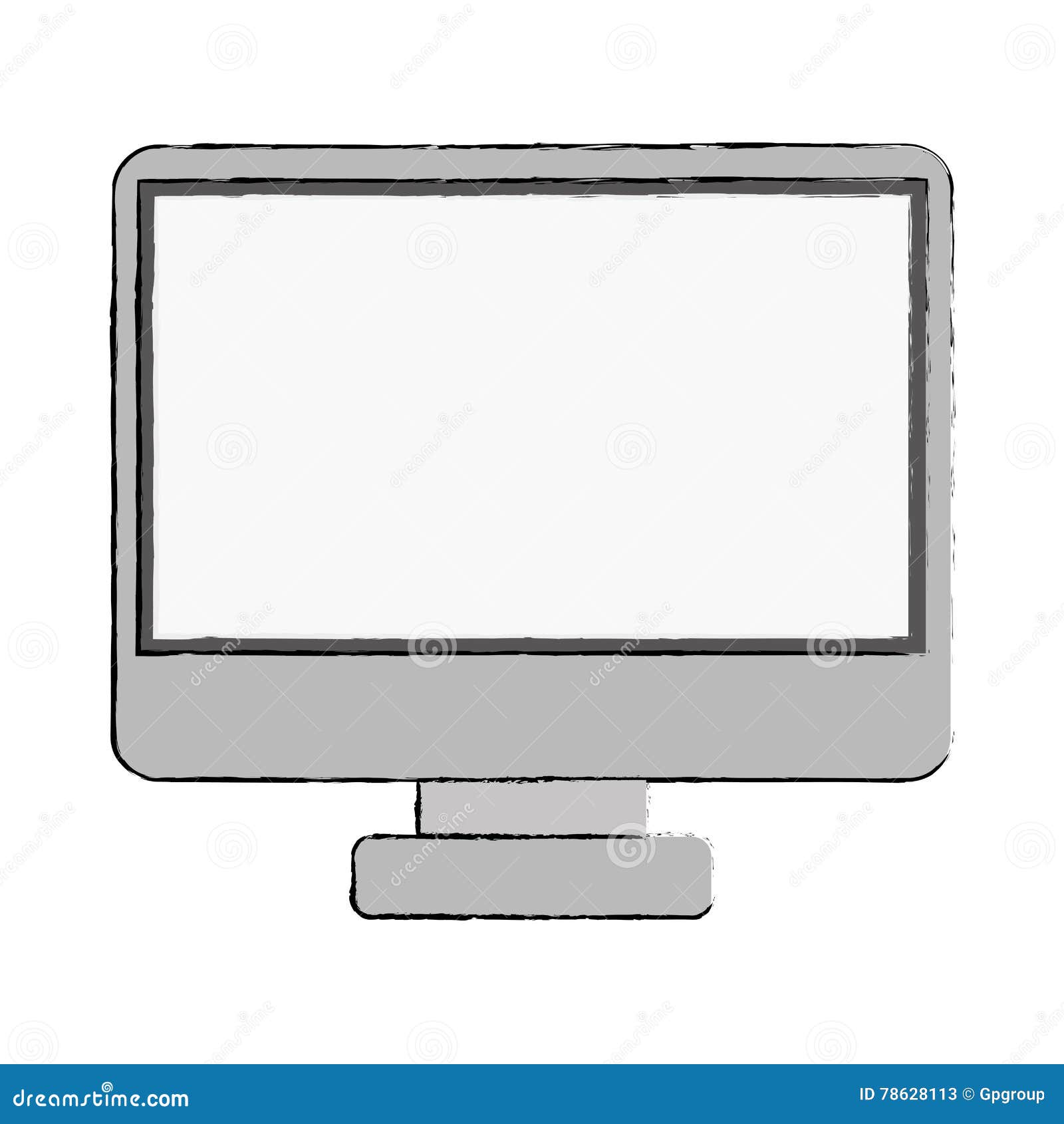 Monitor Monochrome Screen with Base Stock Vector - Illustration of base ...