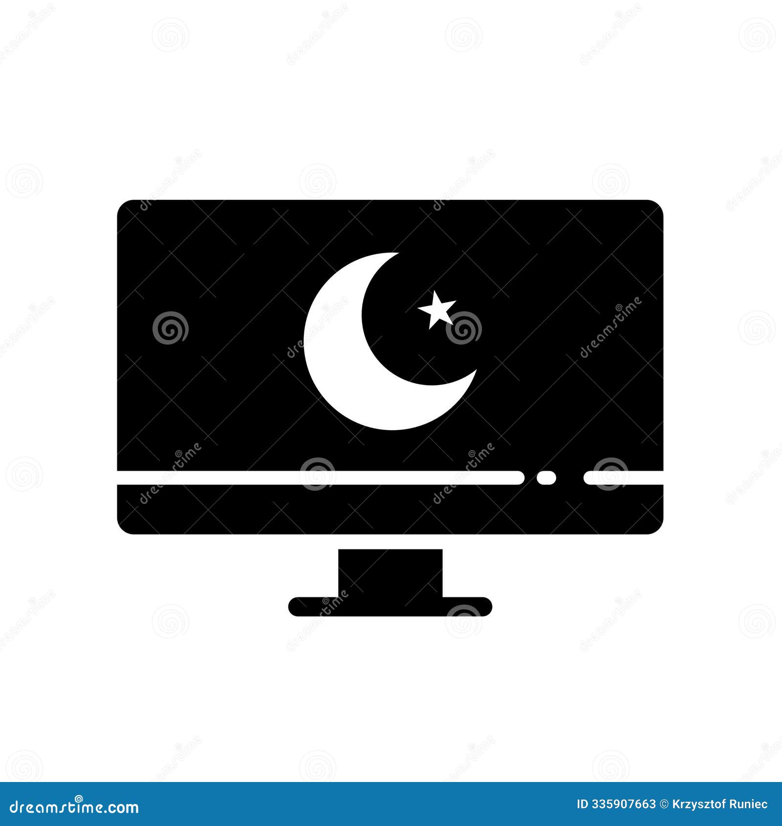 Monitor with Moon Symbol, Screen Night Mode -icon Stock Vector ...
