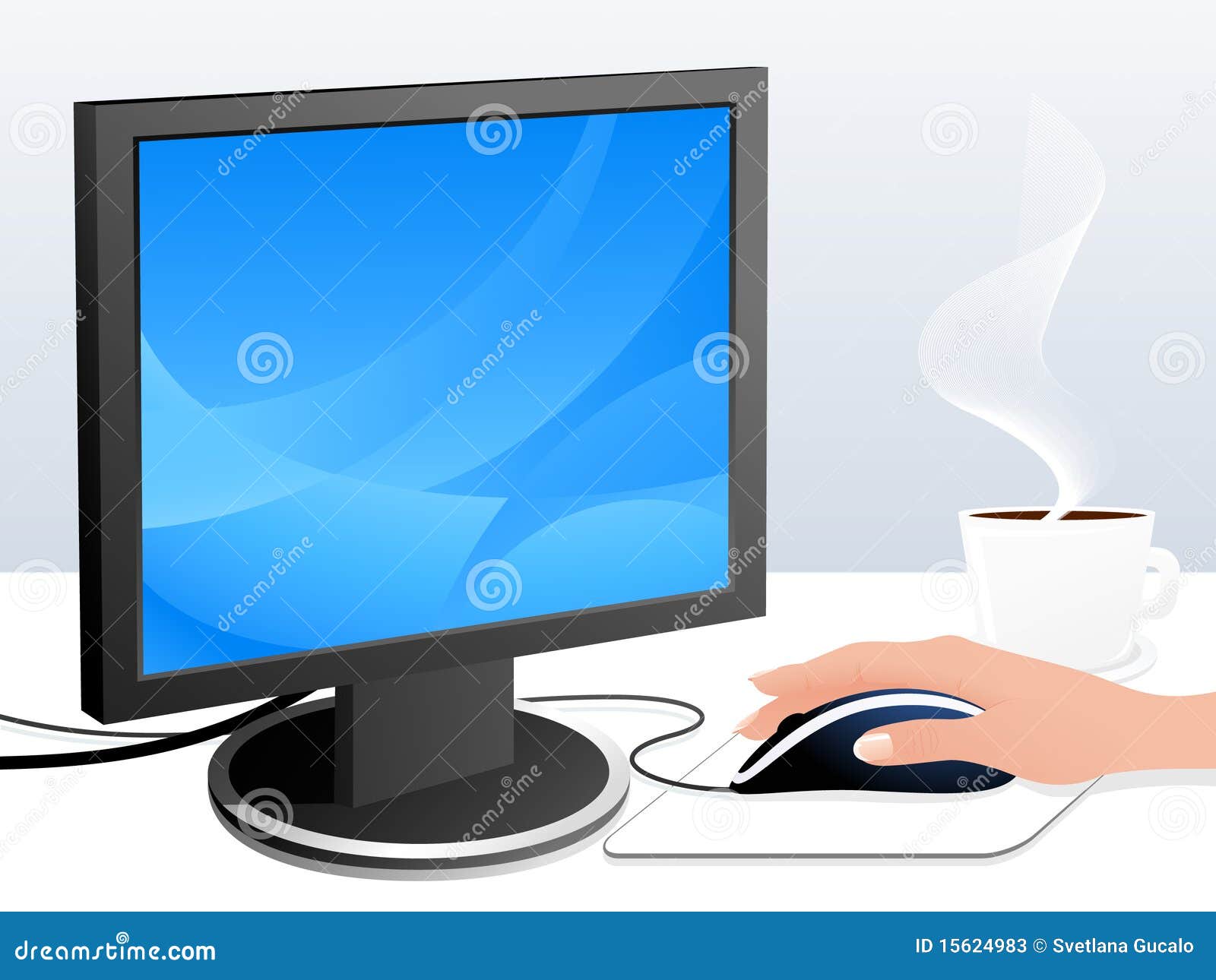 Monitor and mouse stock illustration. Illustration of network - 15624983