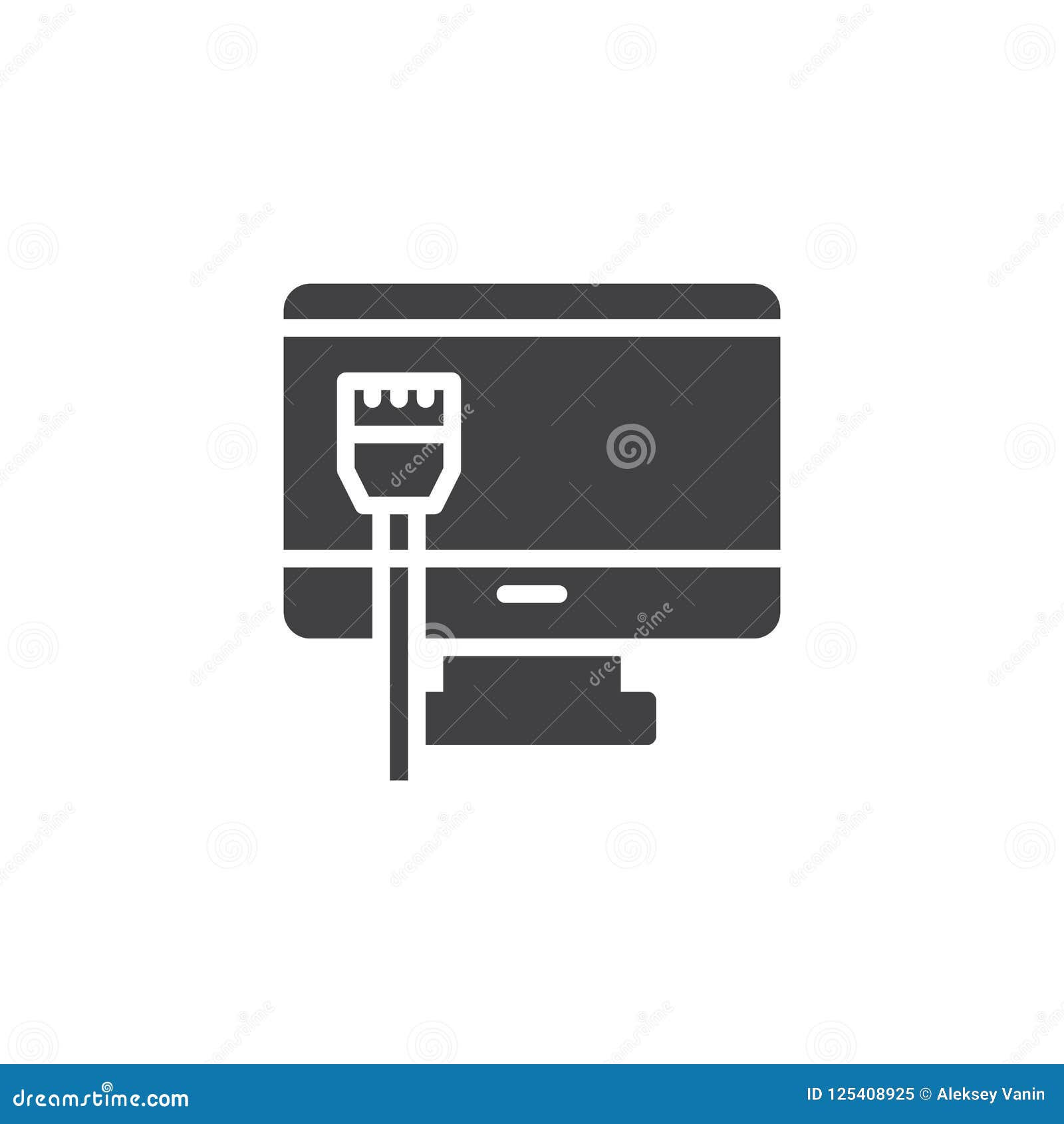 Monitor and Network Cable Vector Icon Stock Vector - Illustration of ...